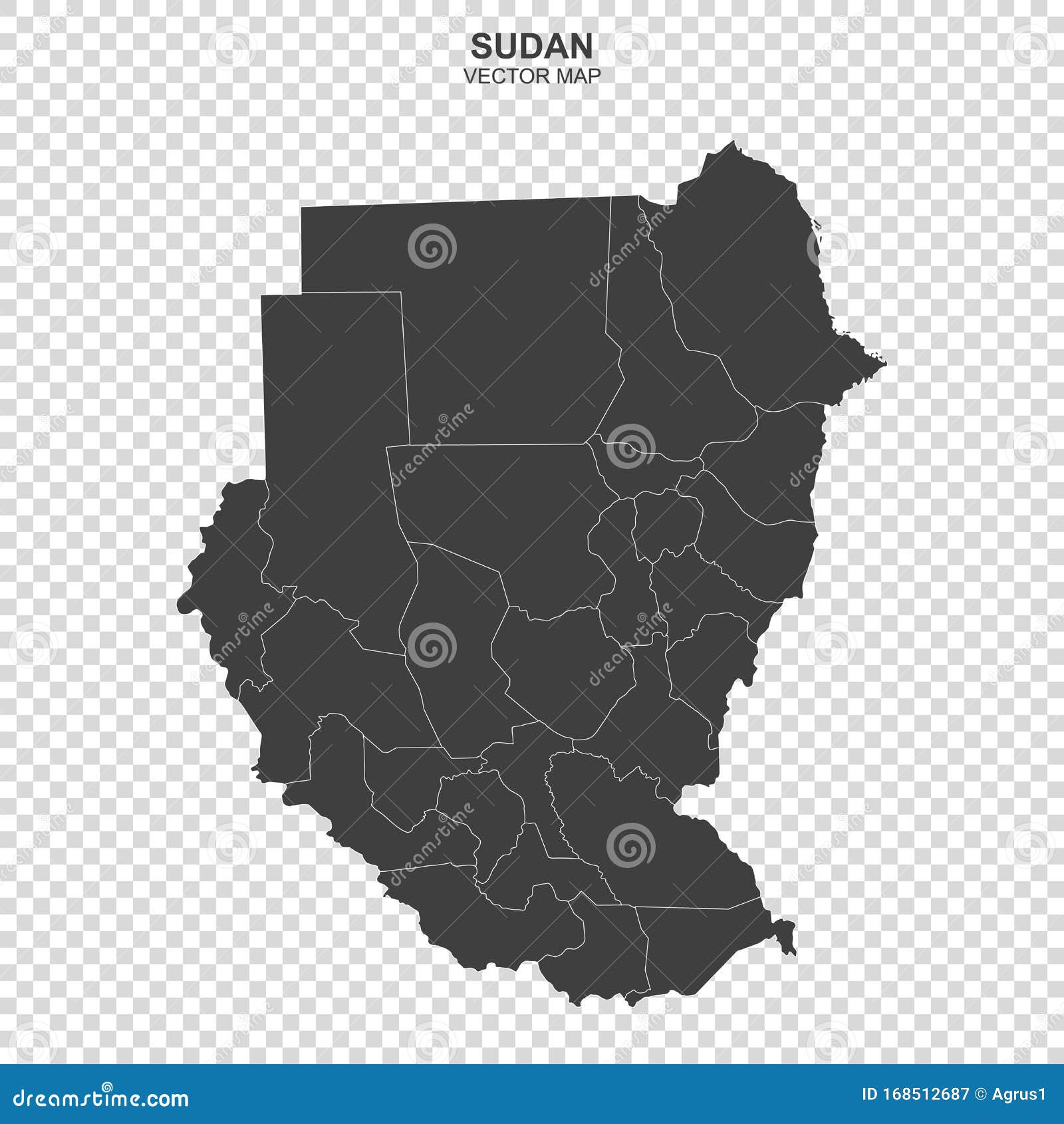 Political Map of Sudan Isolated on Transparent Background Stock Vector ...