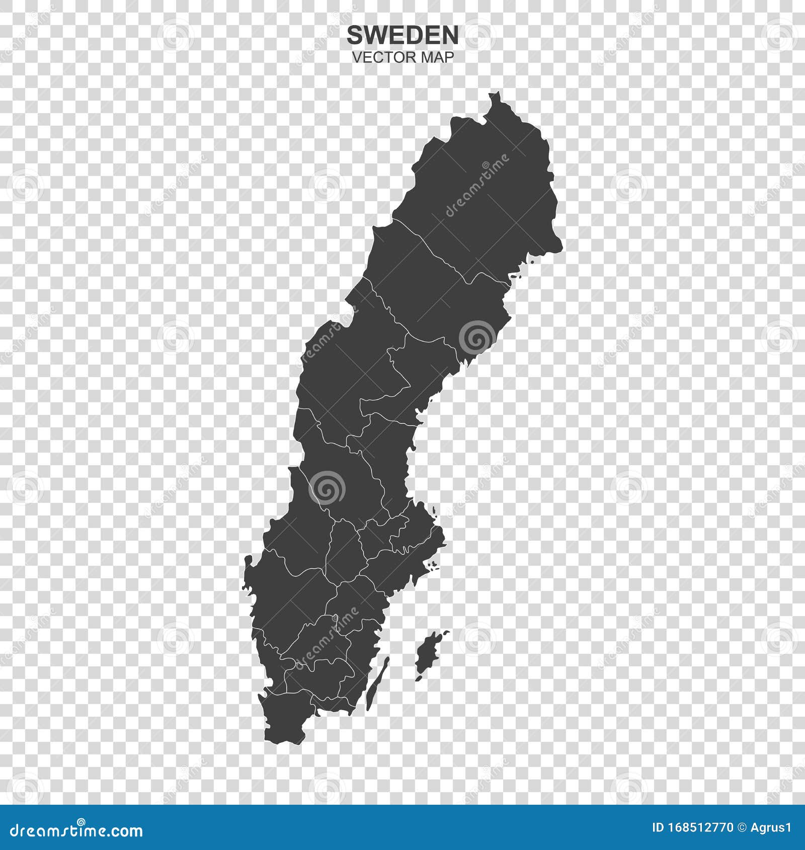 Political Map of Sweden Isolated on Transparent Background Stock Vector ...