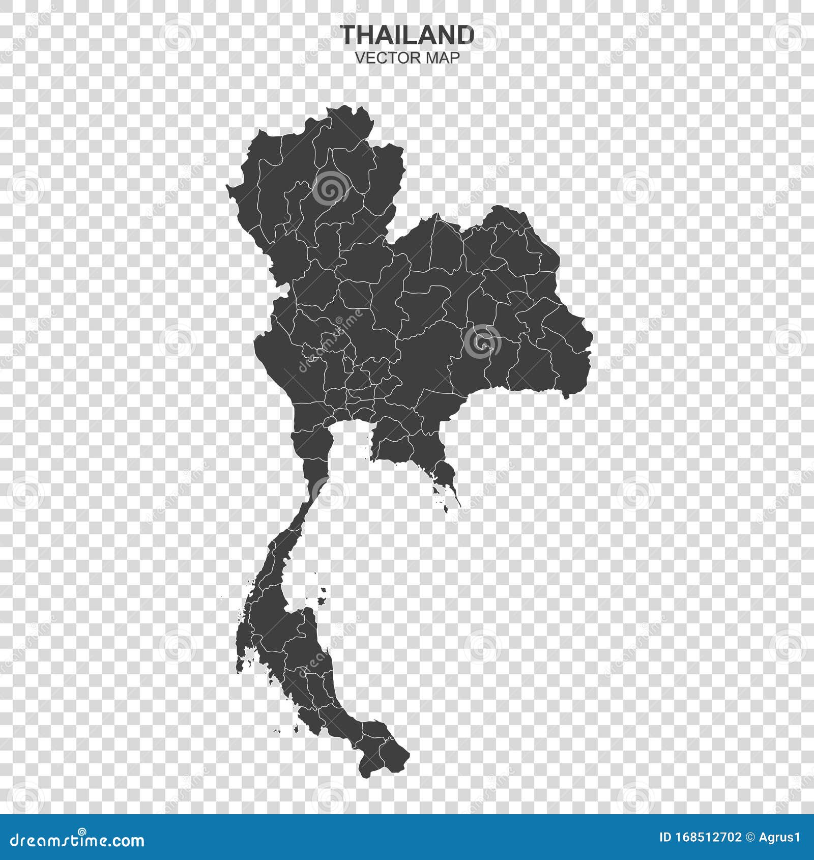 Political Map Of Thailand Isolated On Transparent Background Vector ...