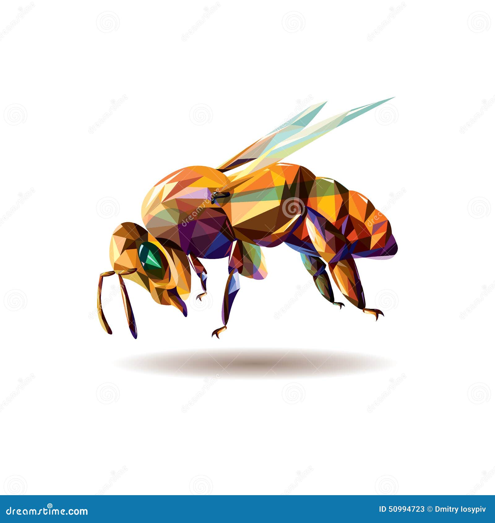 Vector Illustration of a Polygonal Bee - Illustration Stock Vector ...