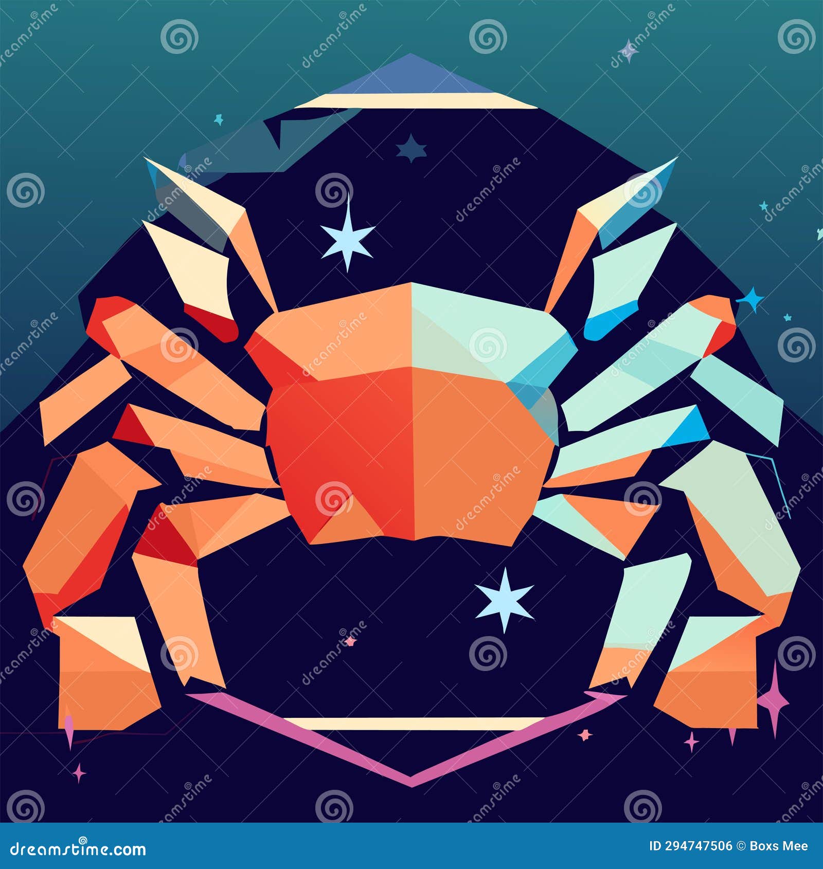 Vector Illustration of a Polygonal Crab in a Flat Style. Generative AI ...