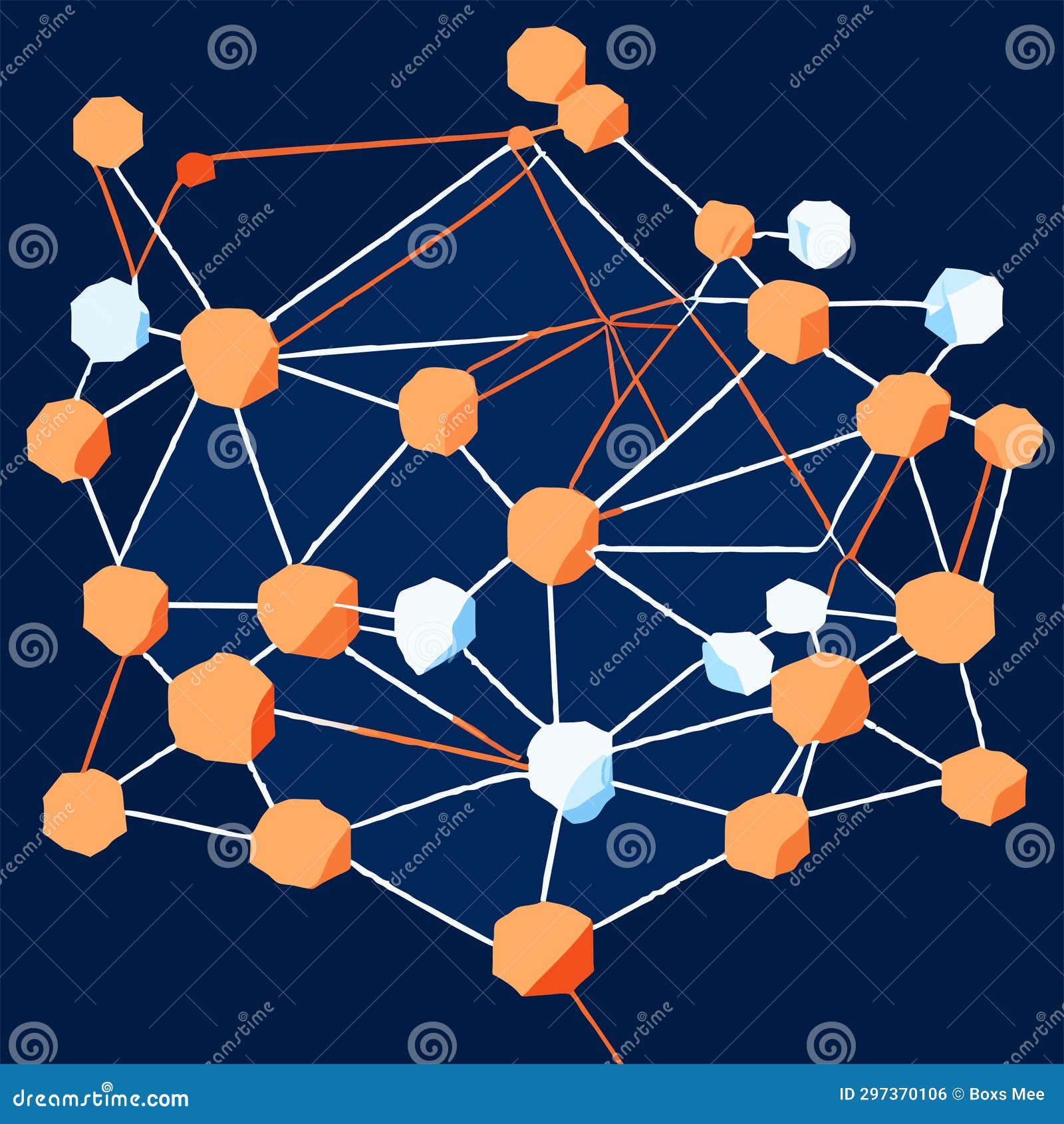 Vector Illustration of a Polygonal Network with Connecting Dots and ...