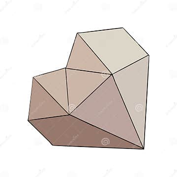 Vector Illustration of Polyhedron Beige Heart Box with Spiked Structure ...