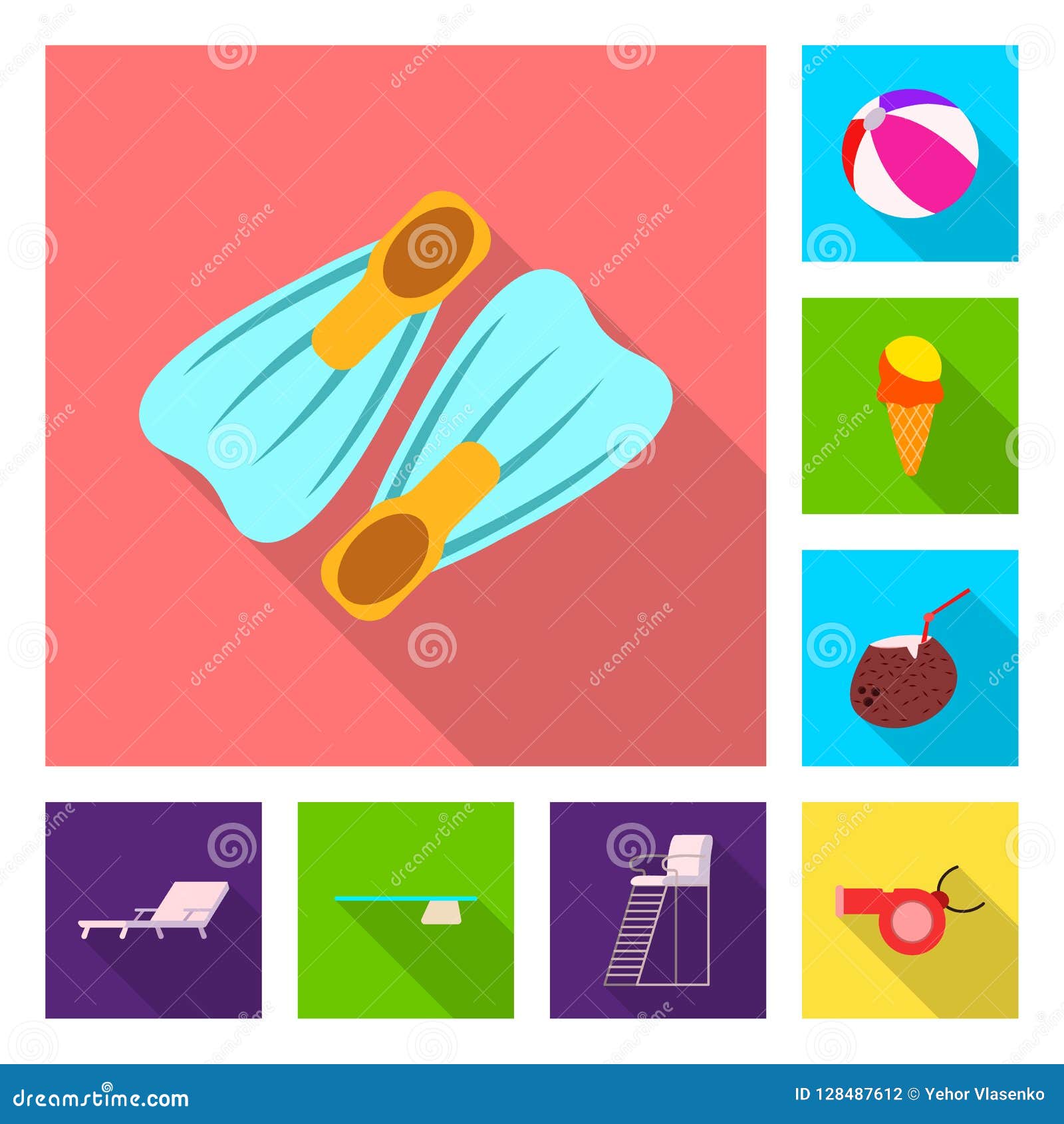 Vector Design of Pool and Swimming Symbol. Set of Pool and Activity ...