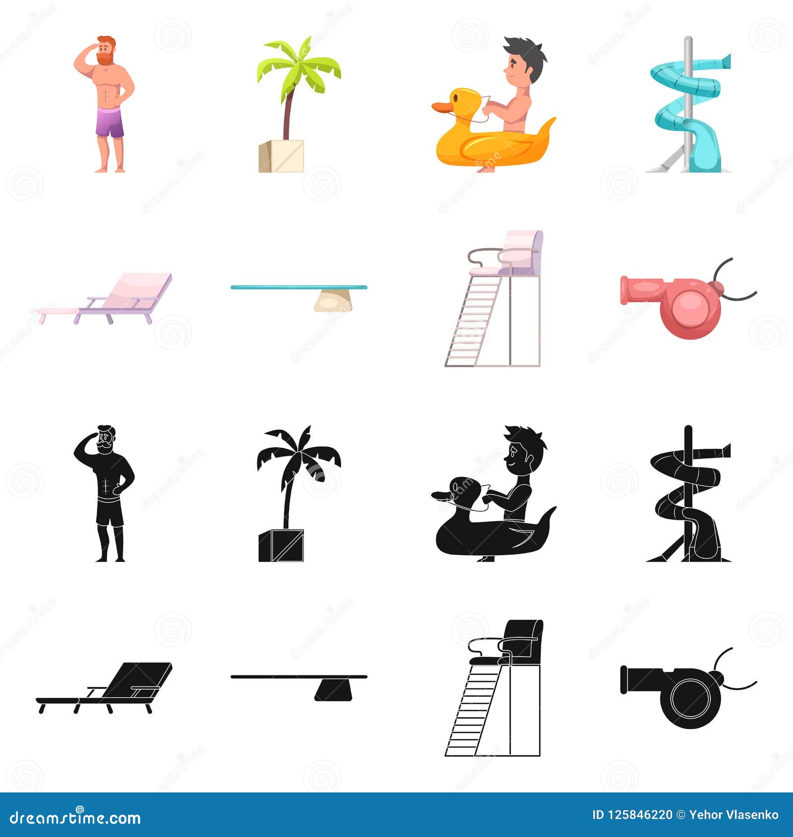 Vector Design of Pool and Swimming Icon. Collection of Pool and ...