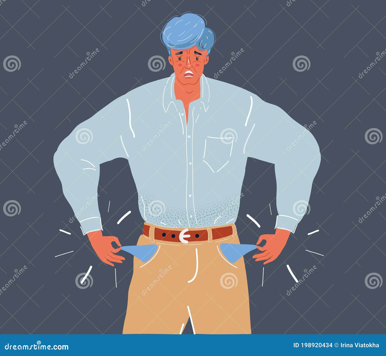 Vector Illustration of Poor Man on Dark Background. Stock Vector ...