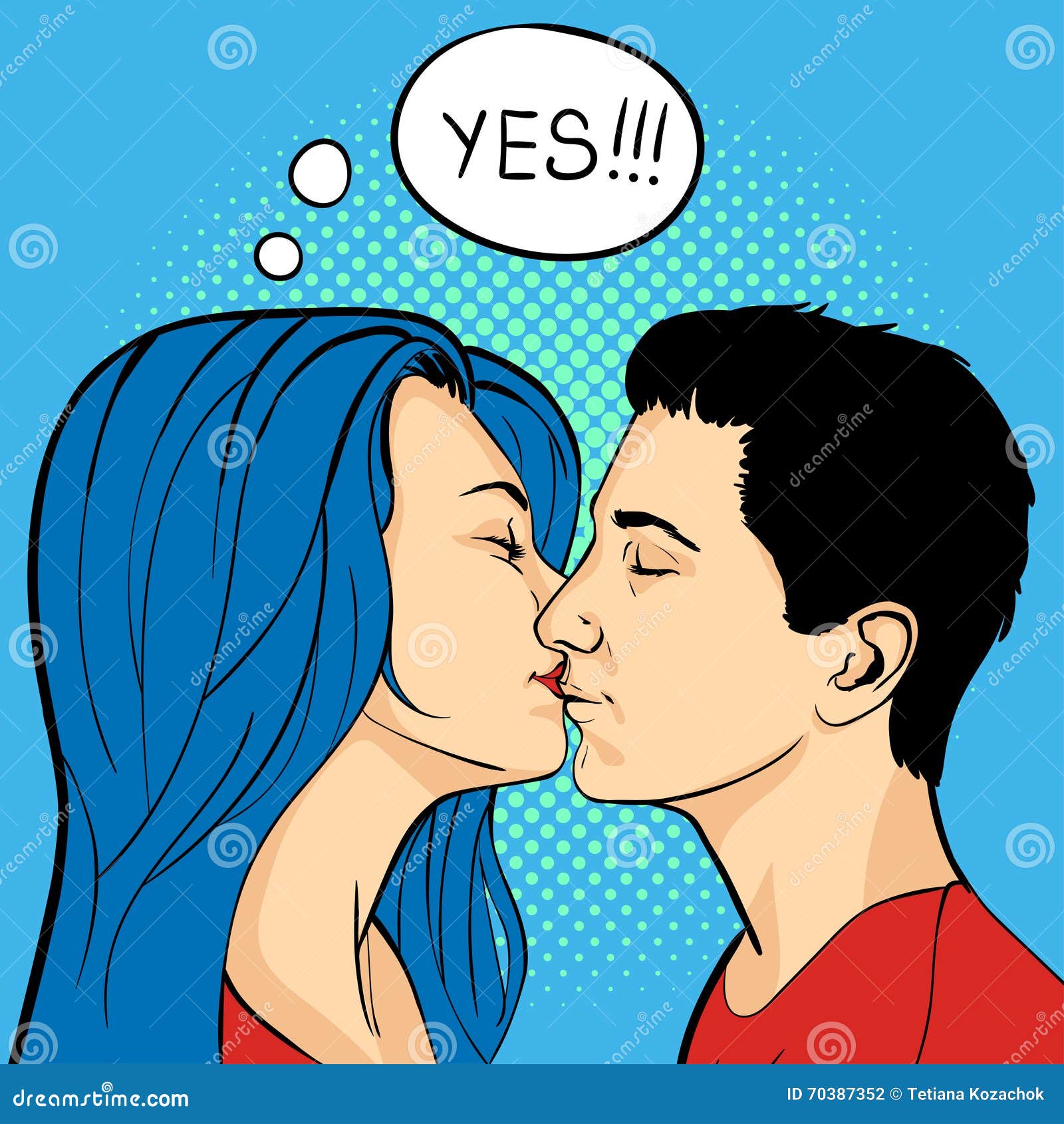 Vector Illustration Of Pop Art Kissing Couple Stock Vector