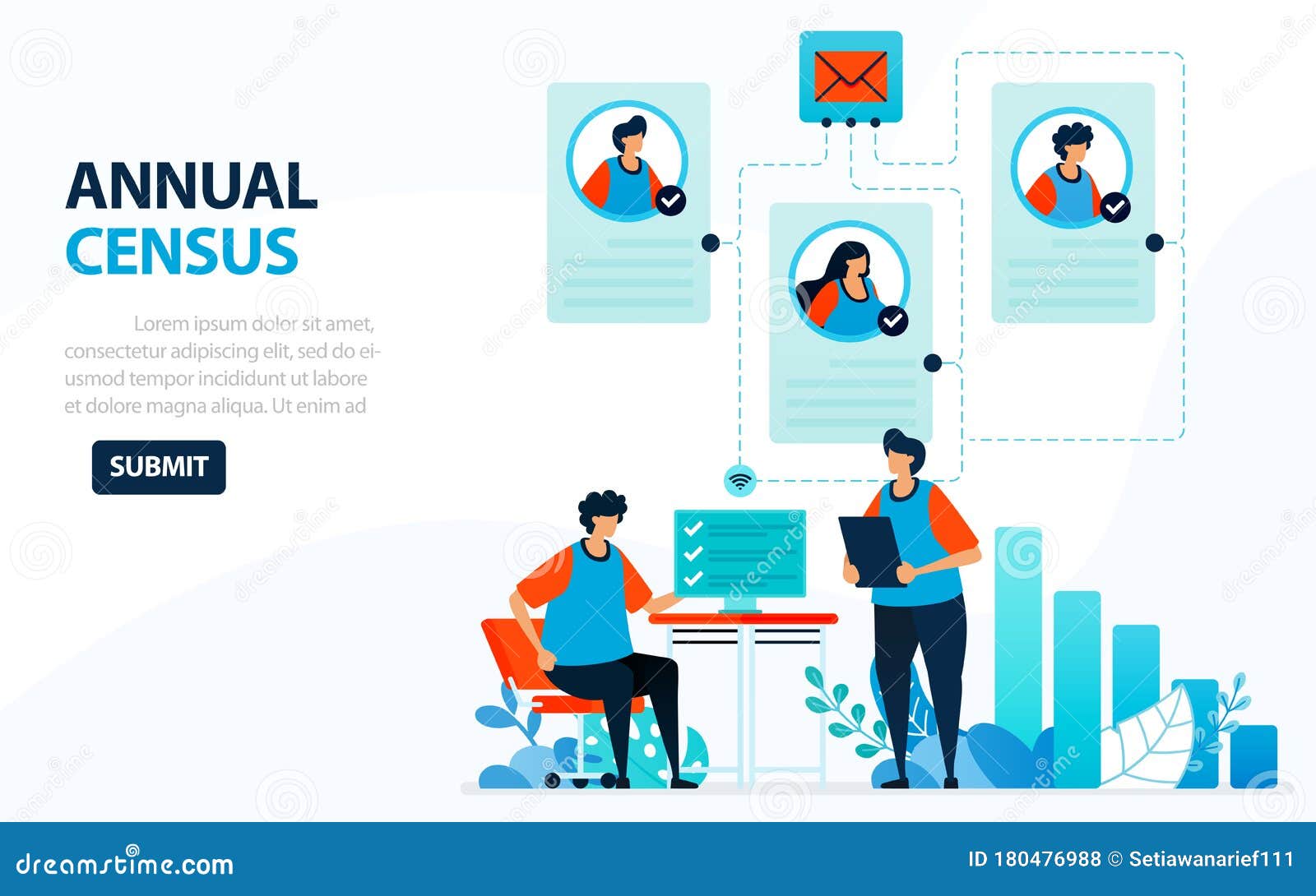 Vector Illustration for 2020 Population Census. Digital Concept with ...