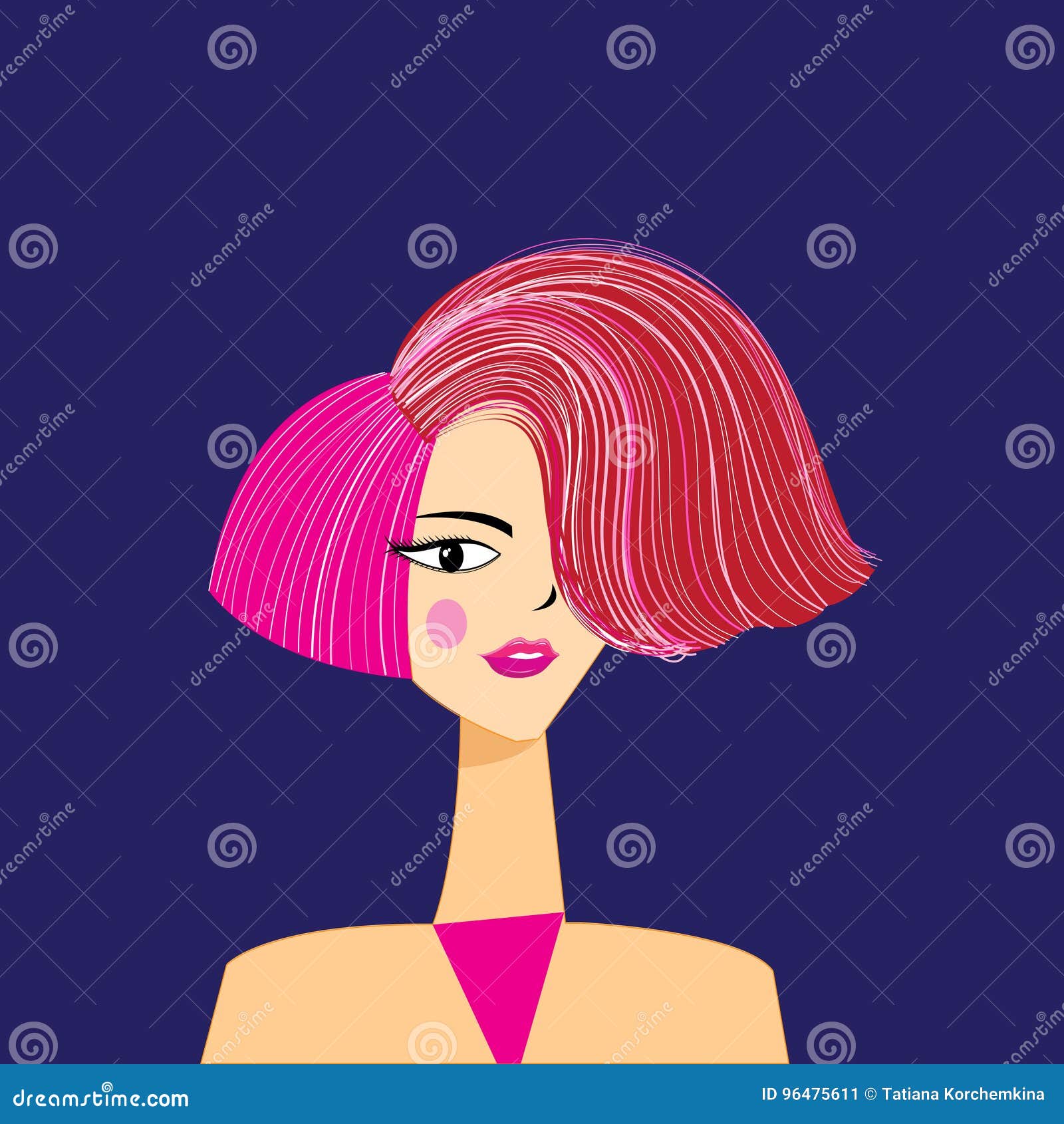 Vector Illustration Portrait Of A Beautiful Girl Stock Vector