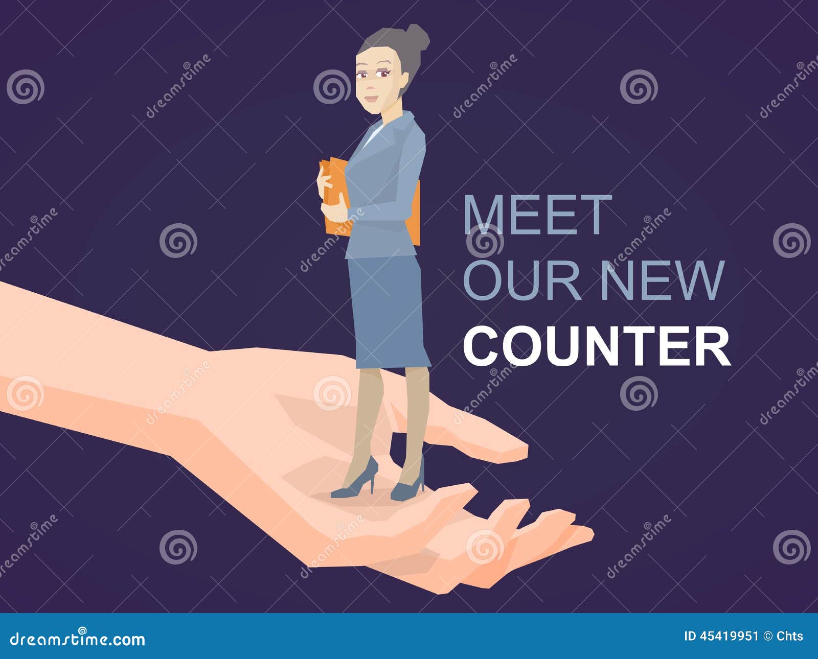 Vector Illustration Portrait of a Woman Counter Keeps a Folder W Stock ...