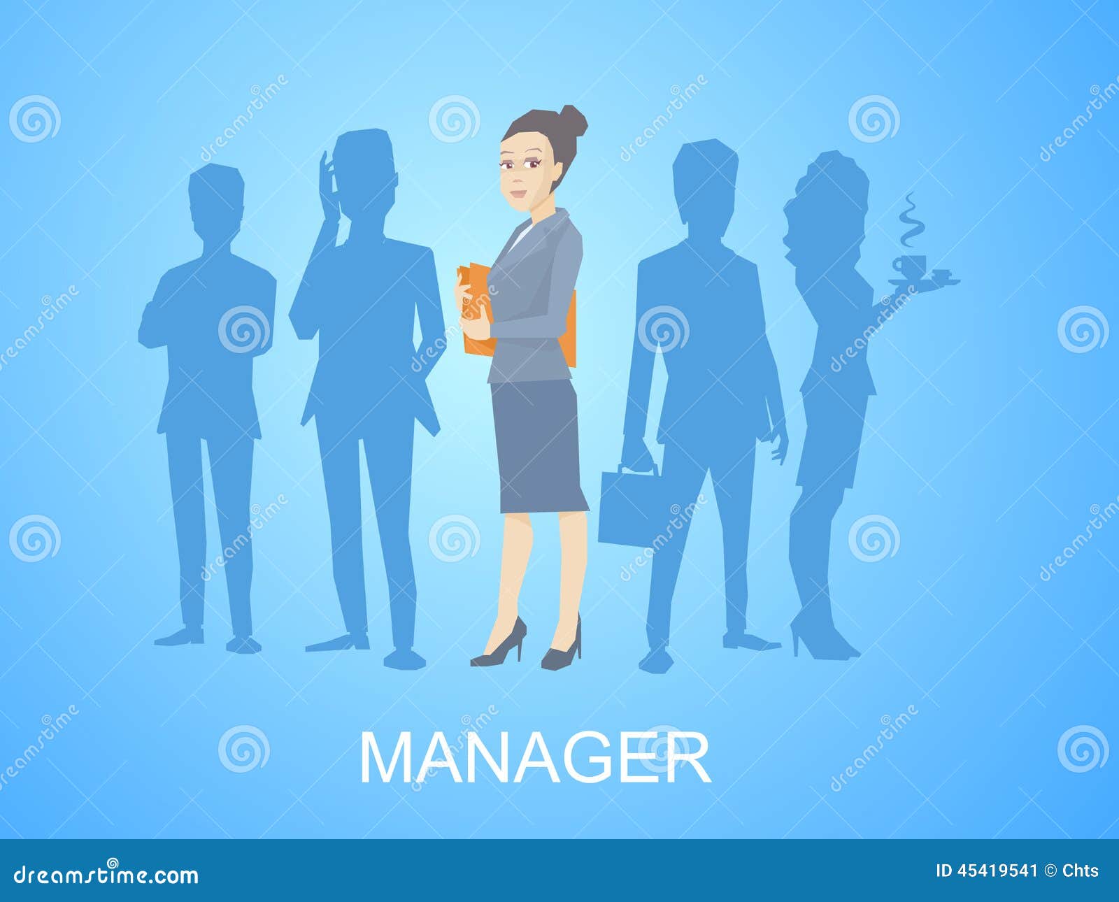 Vector Illustration Portrait of a Woman Manager Keeps a Folder Stock ...