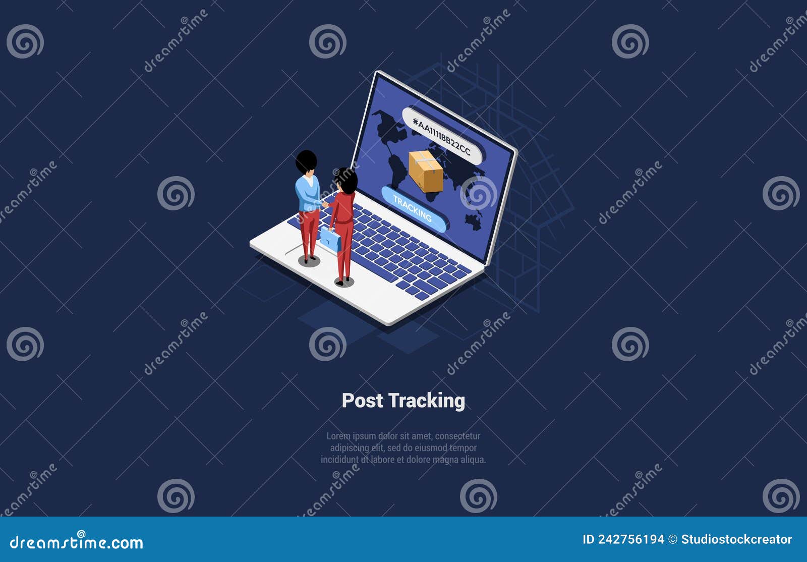 Vector Illustration on Post Office Tracking Service and Vehicles ...