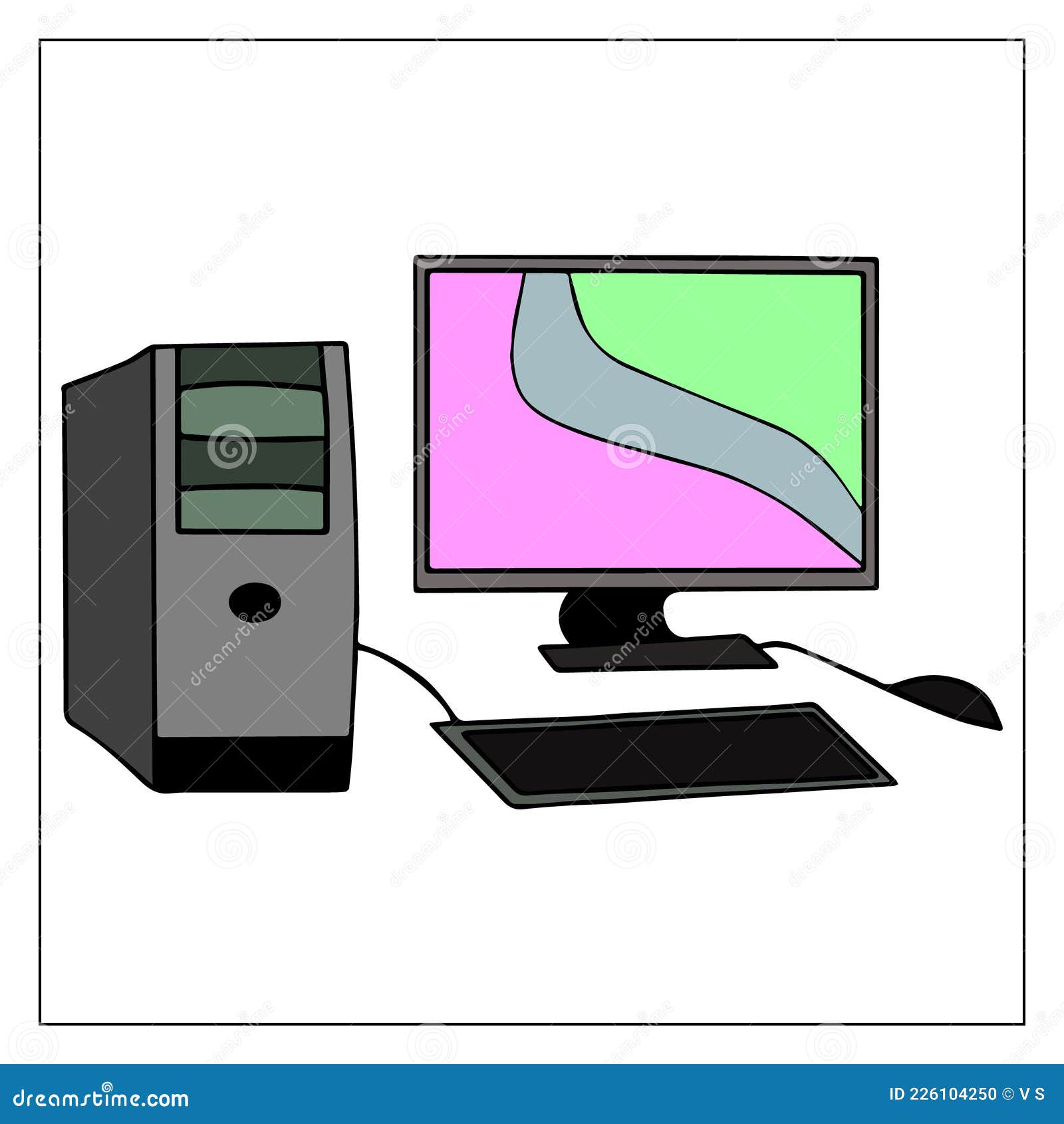 Vector Illustration, Poster, Computer with Components, Color Design ...