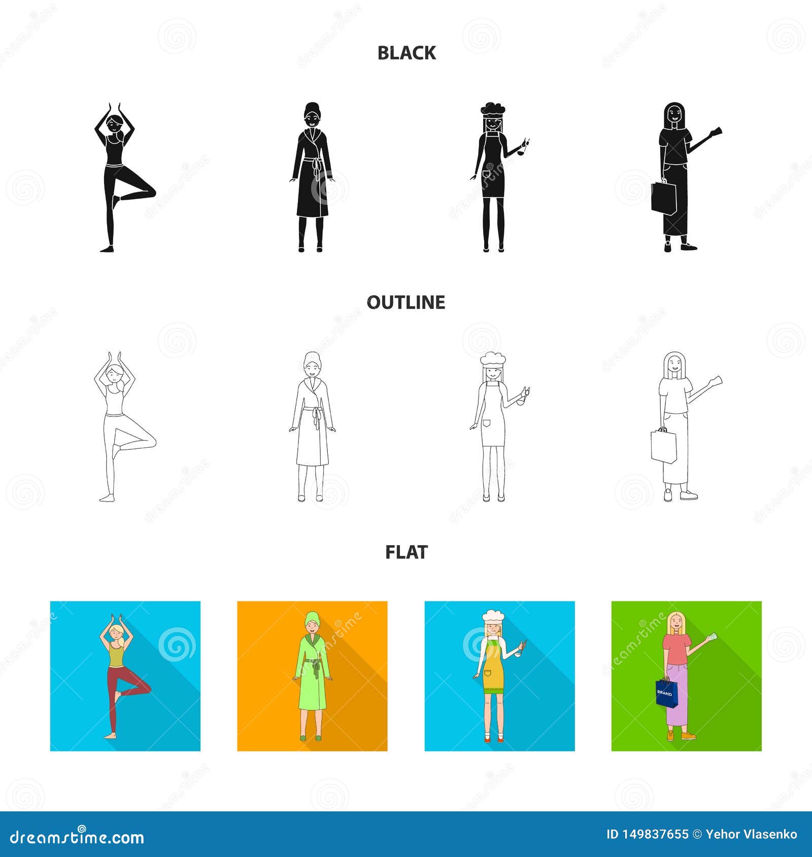 Vector Design of Posture and Mood Symbol. Set of Posture and Female ...
