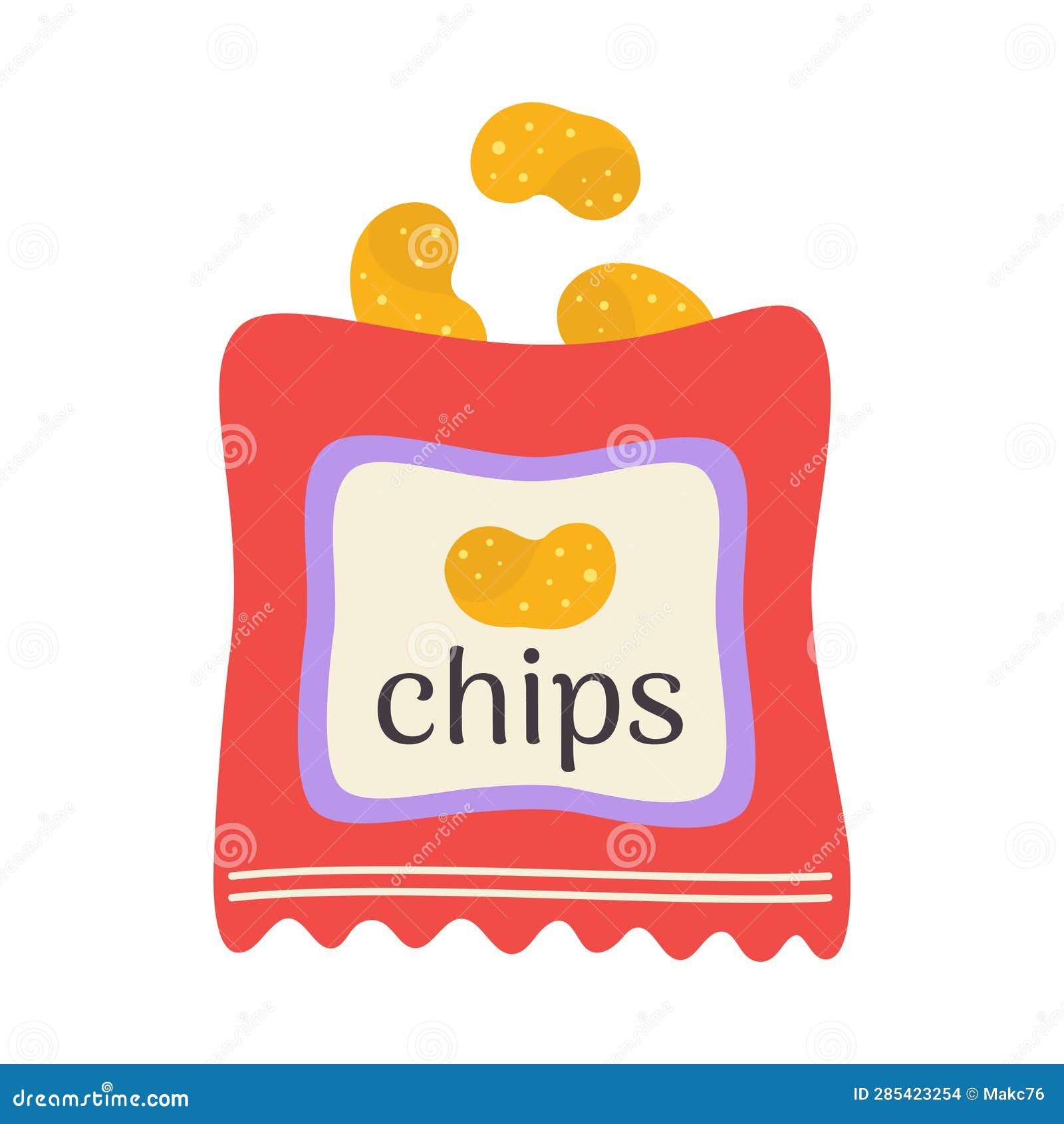 Vector Illustration of Potato Chips in Cartoon Style Stock Vector ...