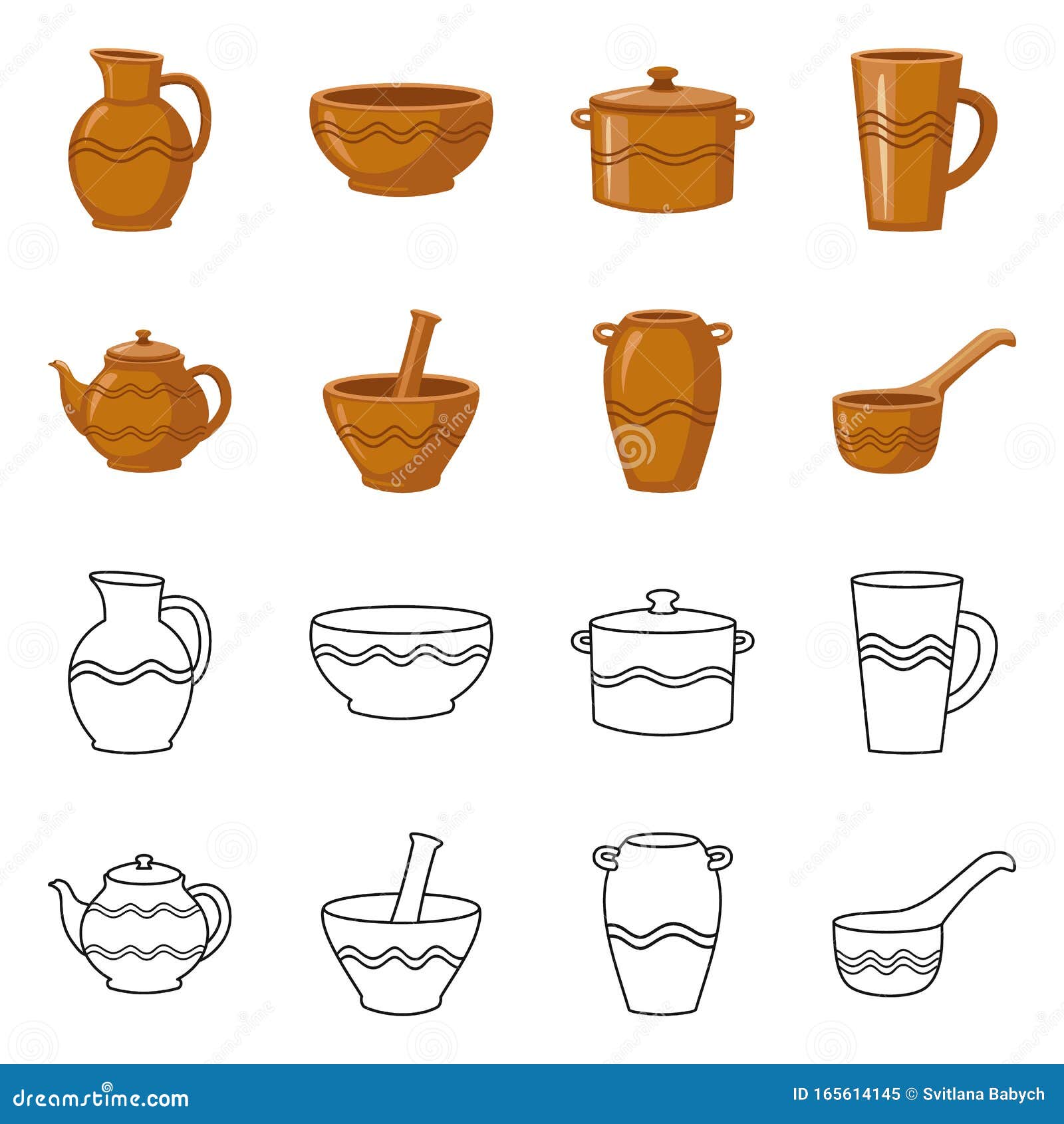 Vector Illustration of Pottery and Ware Symbol. Set of Pottery and ...