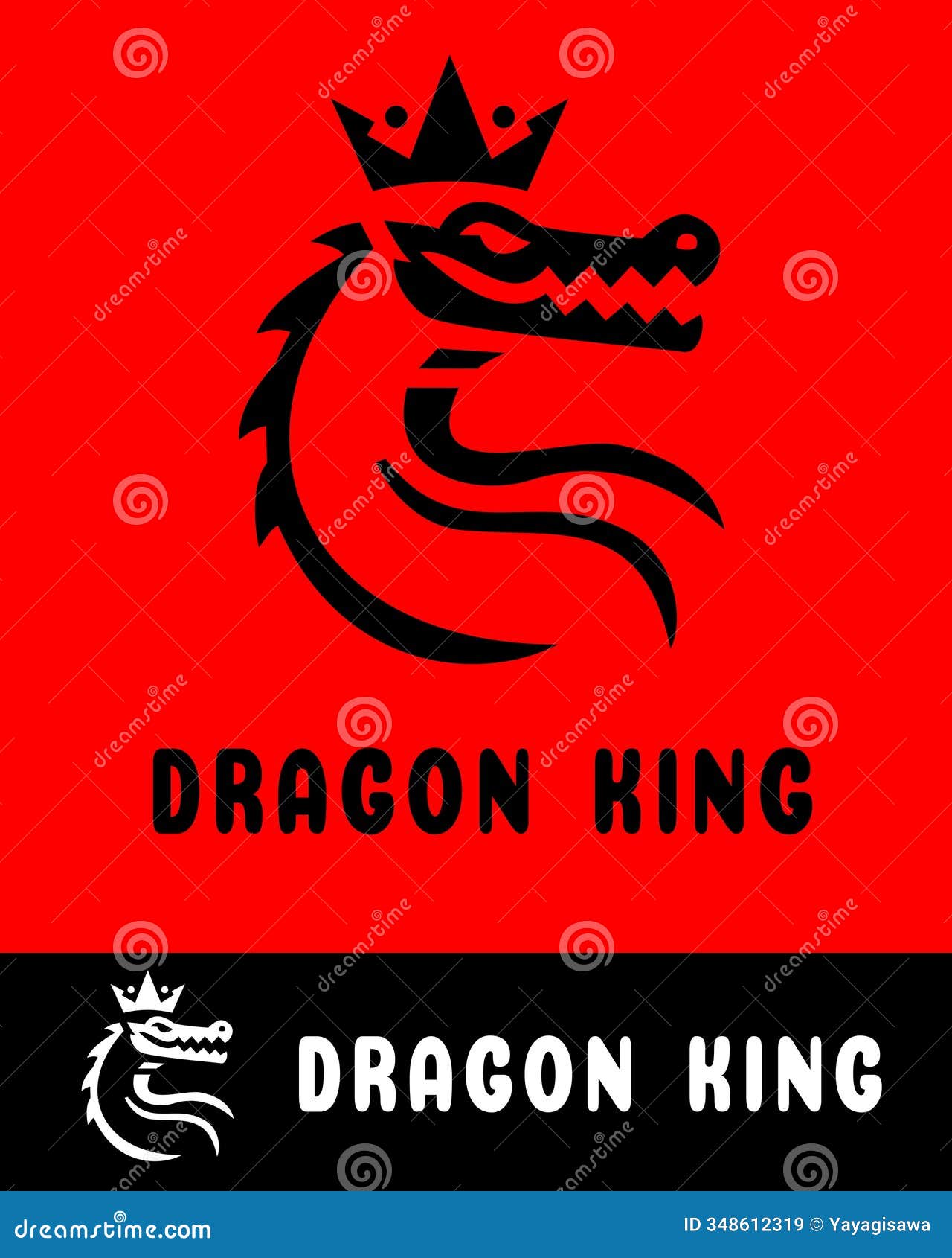 Illustration of a Powerful Abstract Dragon Logo with Crown Stock Vector ...
