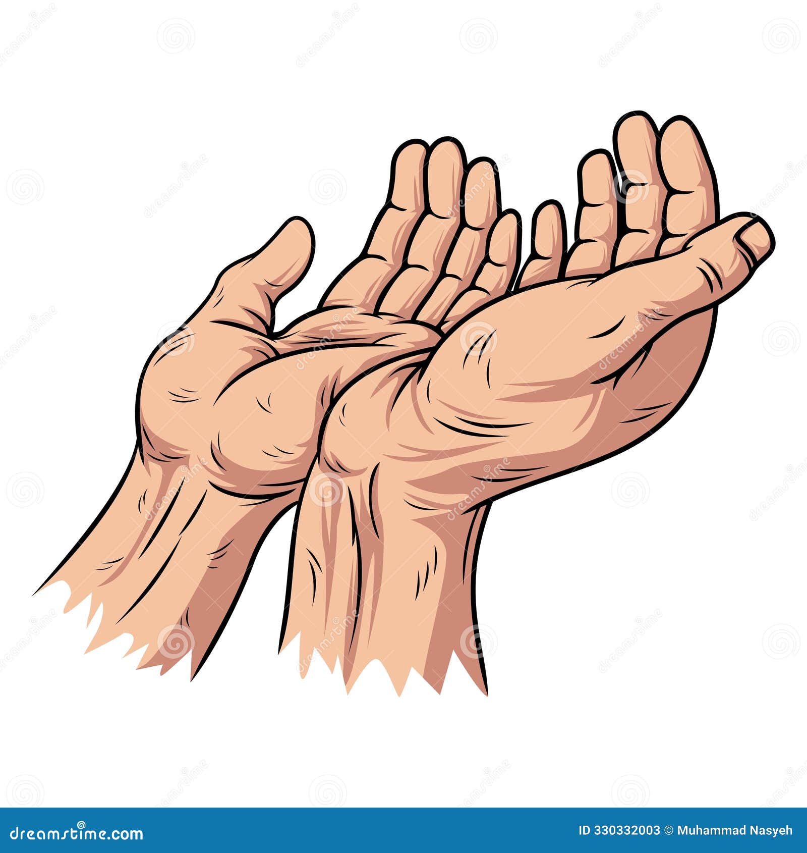 Vector Illustration of Praying Hands in Cartoon Flat Style Isolated on ...
