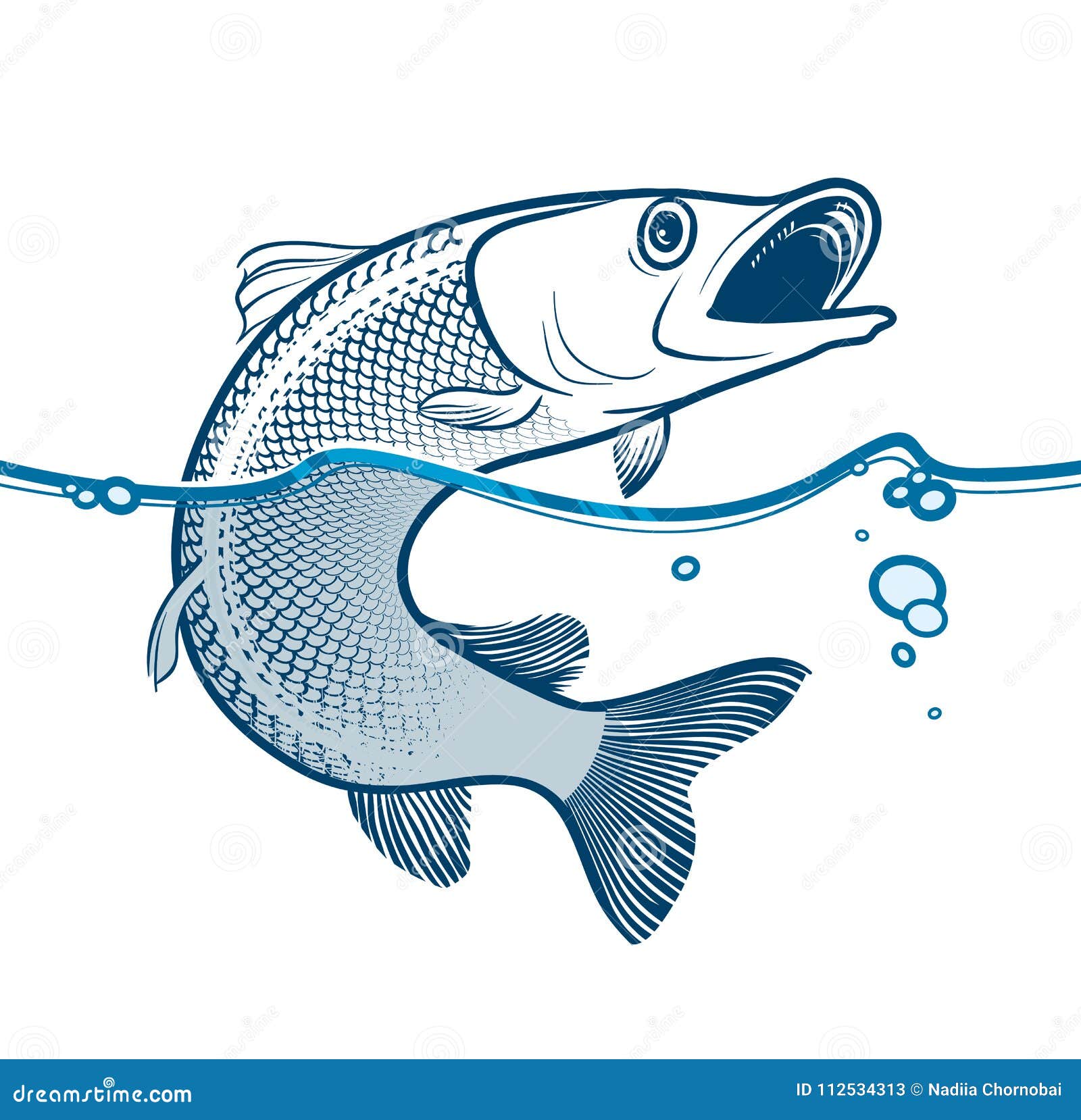Vector Illustration of Predator Fish that is Jumping from the Water ...
