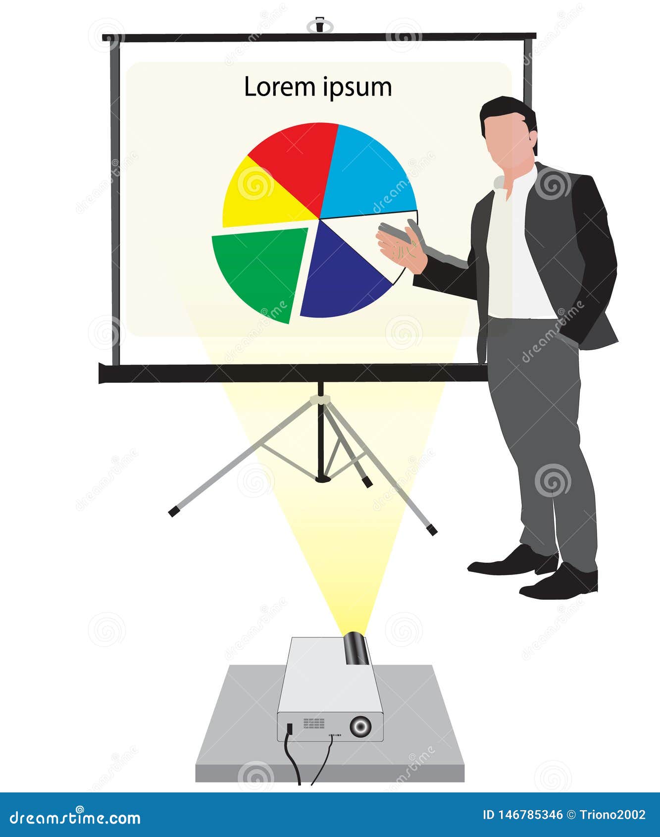 Vector Illustration Presentation in Front of the Projector Screen Stock ...