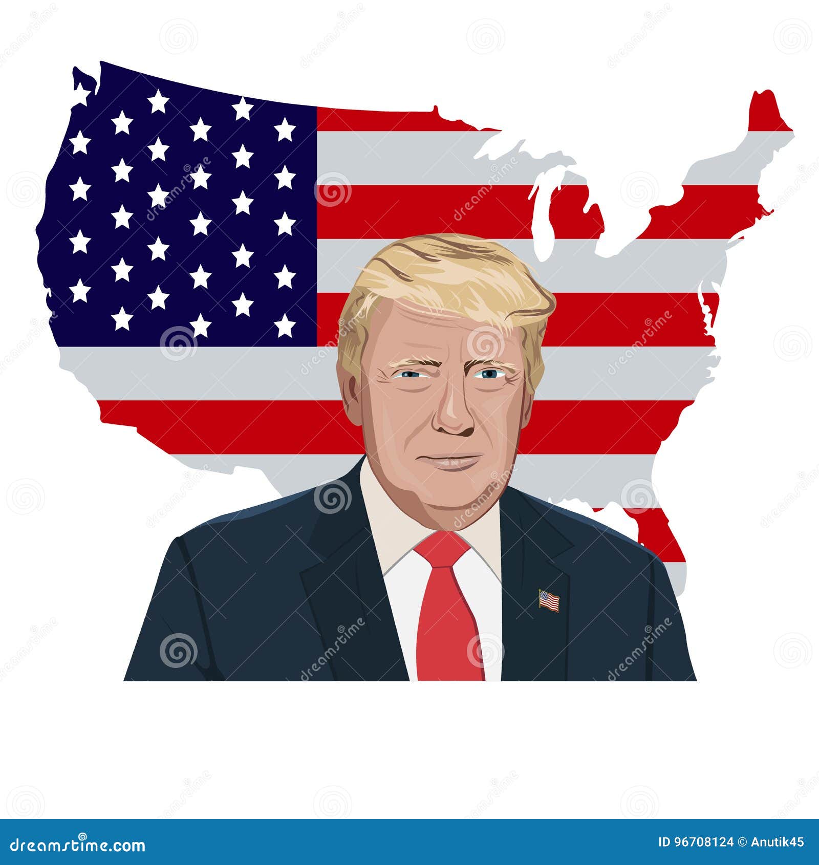 Vector Illustration of President Donald Trump Editorial Stock Image ...