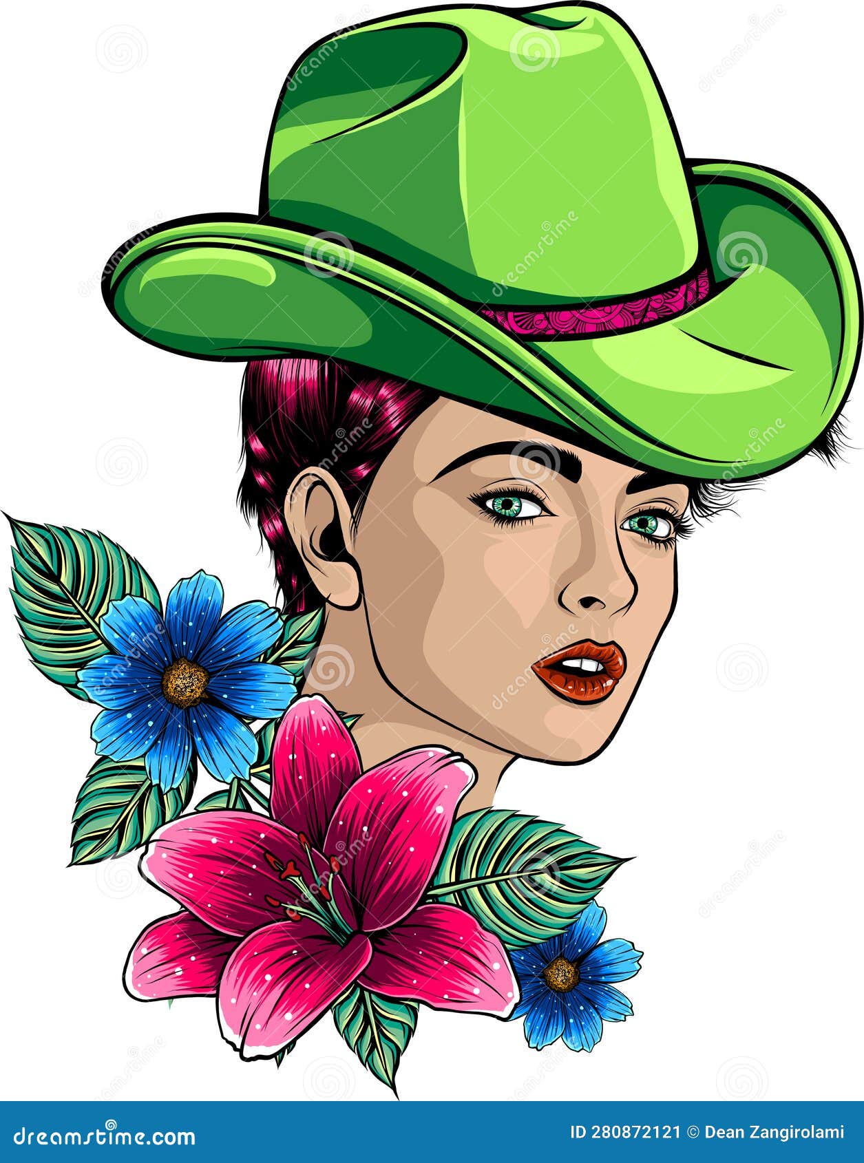 Vector Illustration Of Pretty Country Girl Cowgirl Stock Vector