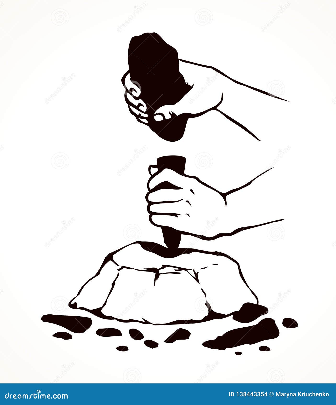 Vector Illustration. Primitive People Make Stone Tools Stock Vector ...