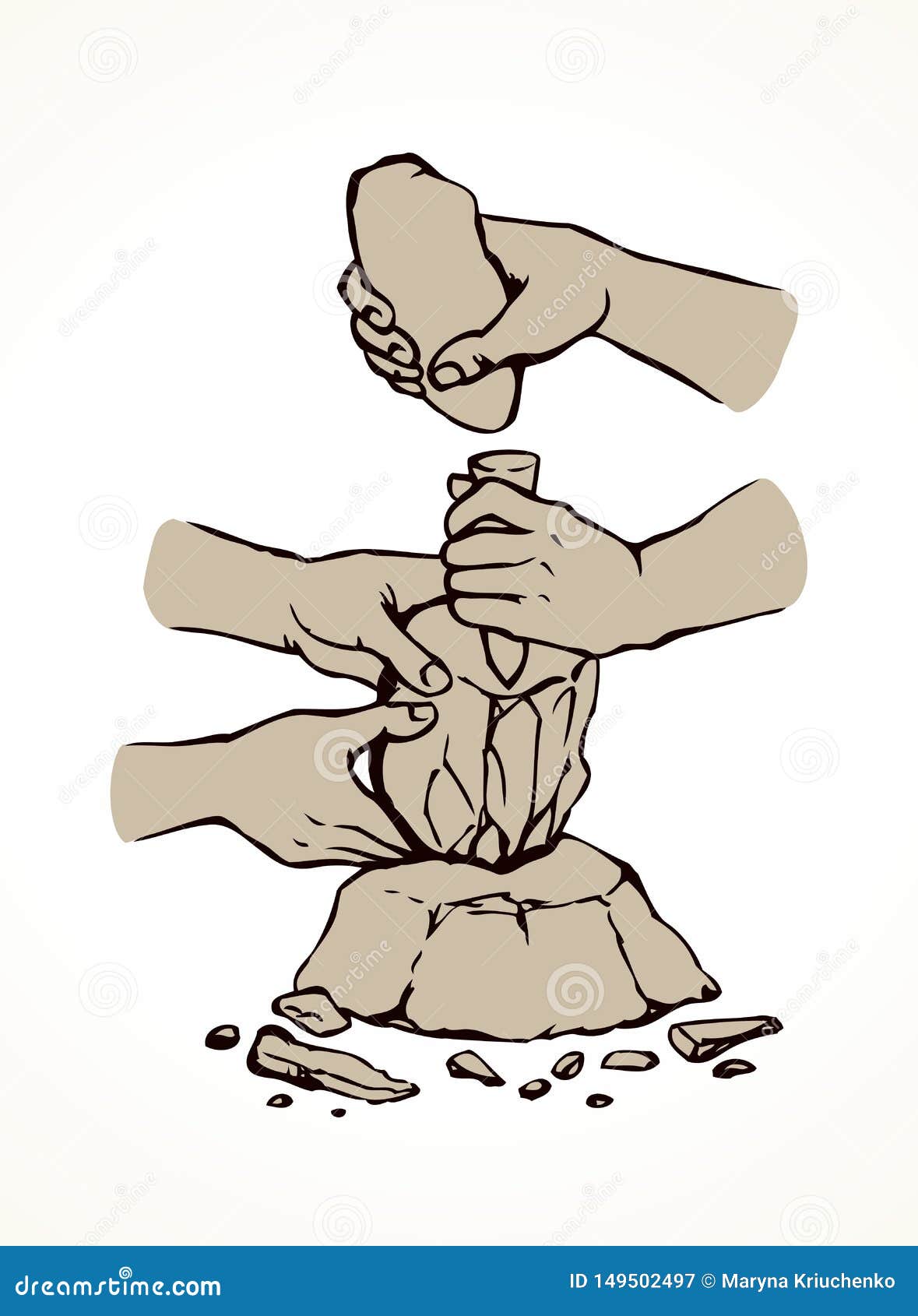 Vector Illustration. Primitive People Make Stone Tools Stock Vector ...