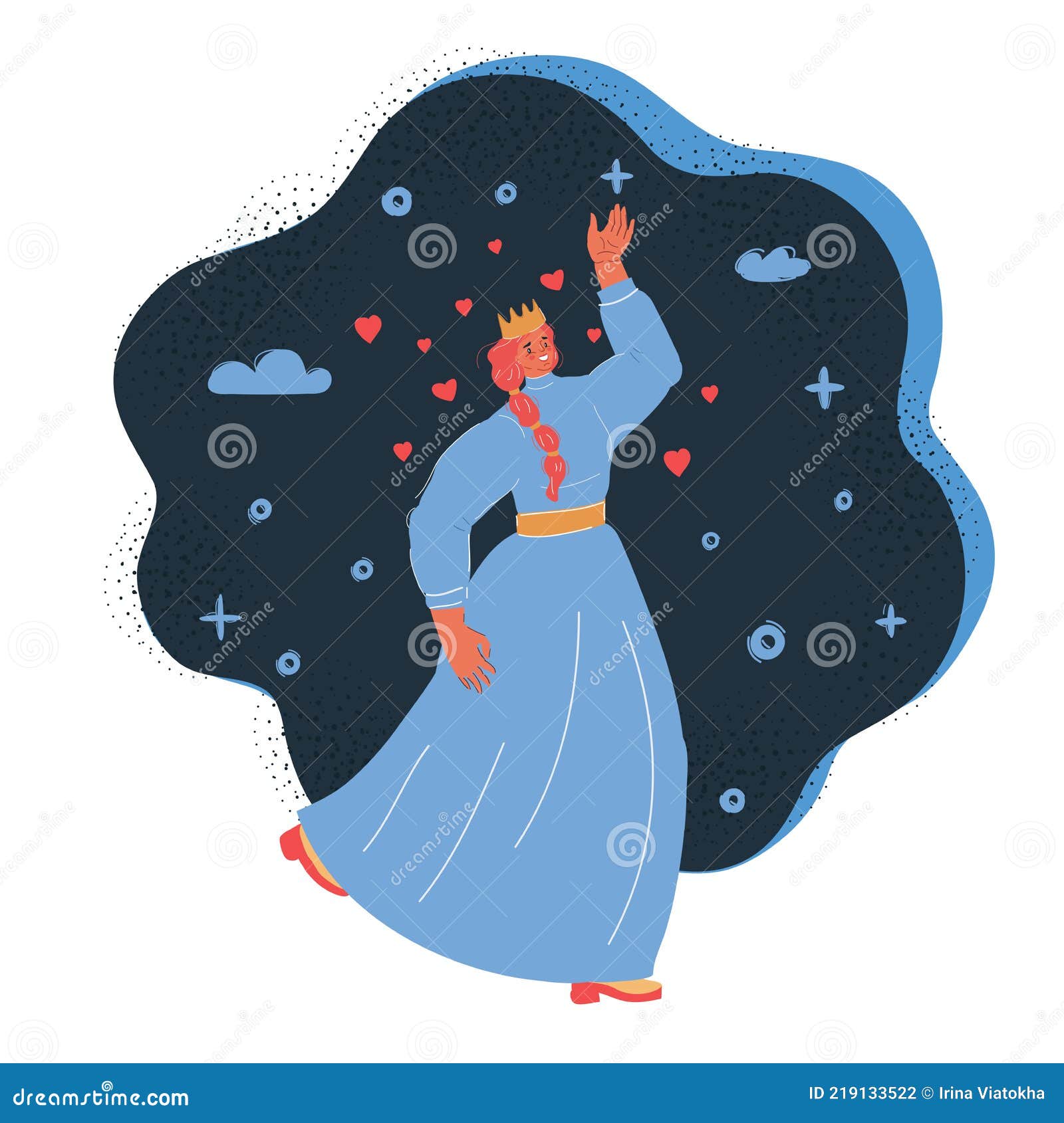 Vector Illustration Princess Dancing at Dark Backround. Stock Vector ...