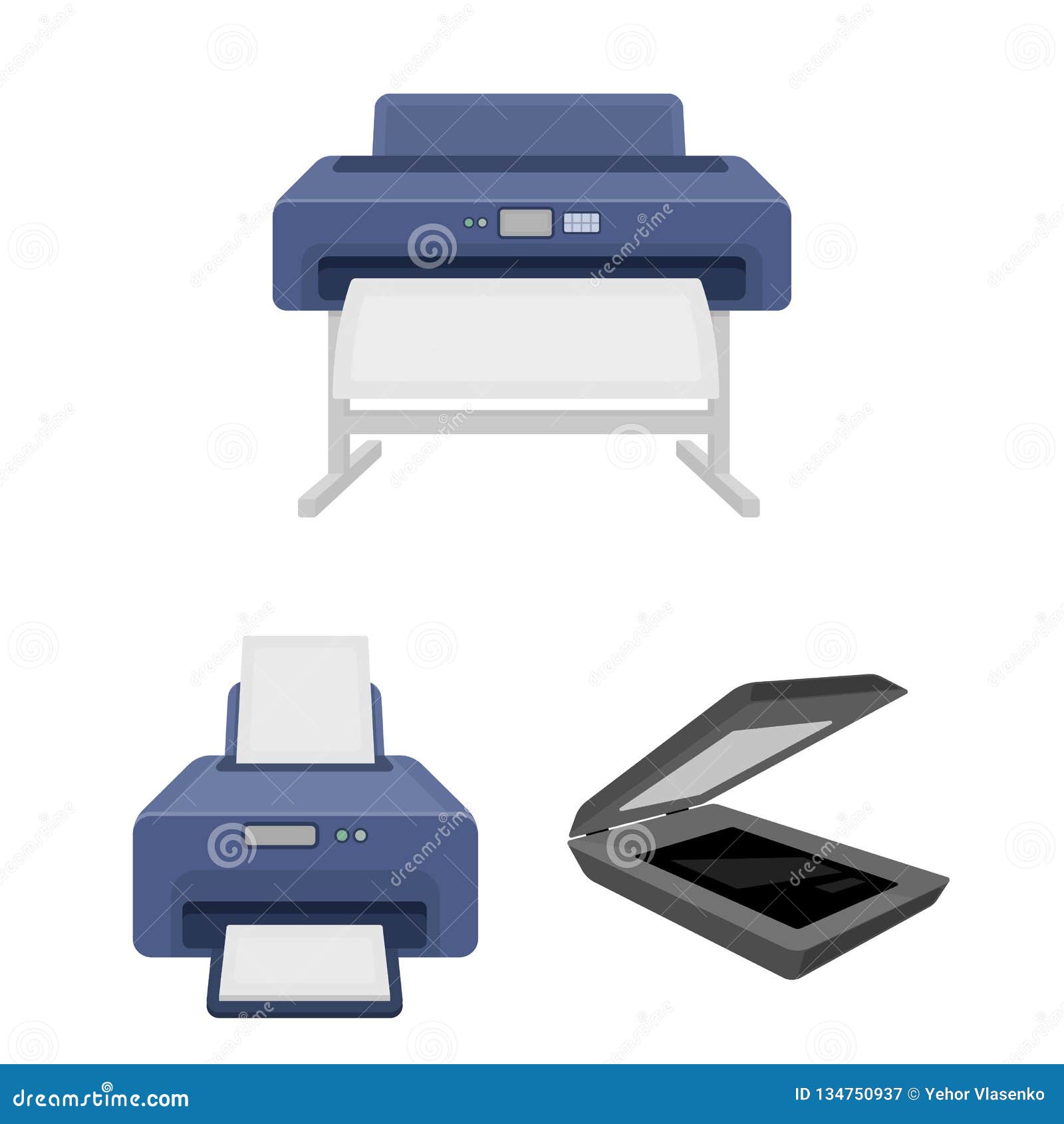 Vector Illustration of Printer and Plotter Symbol. Collection of ...