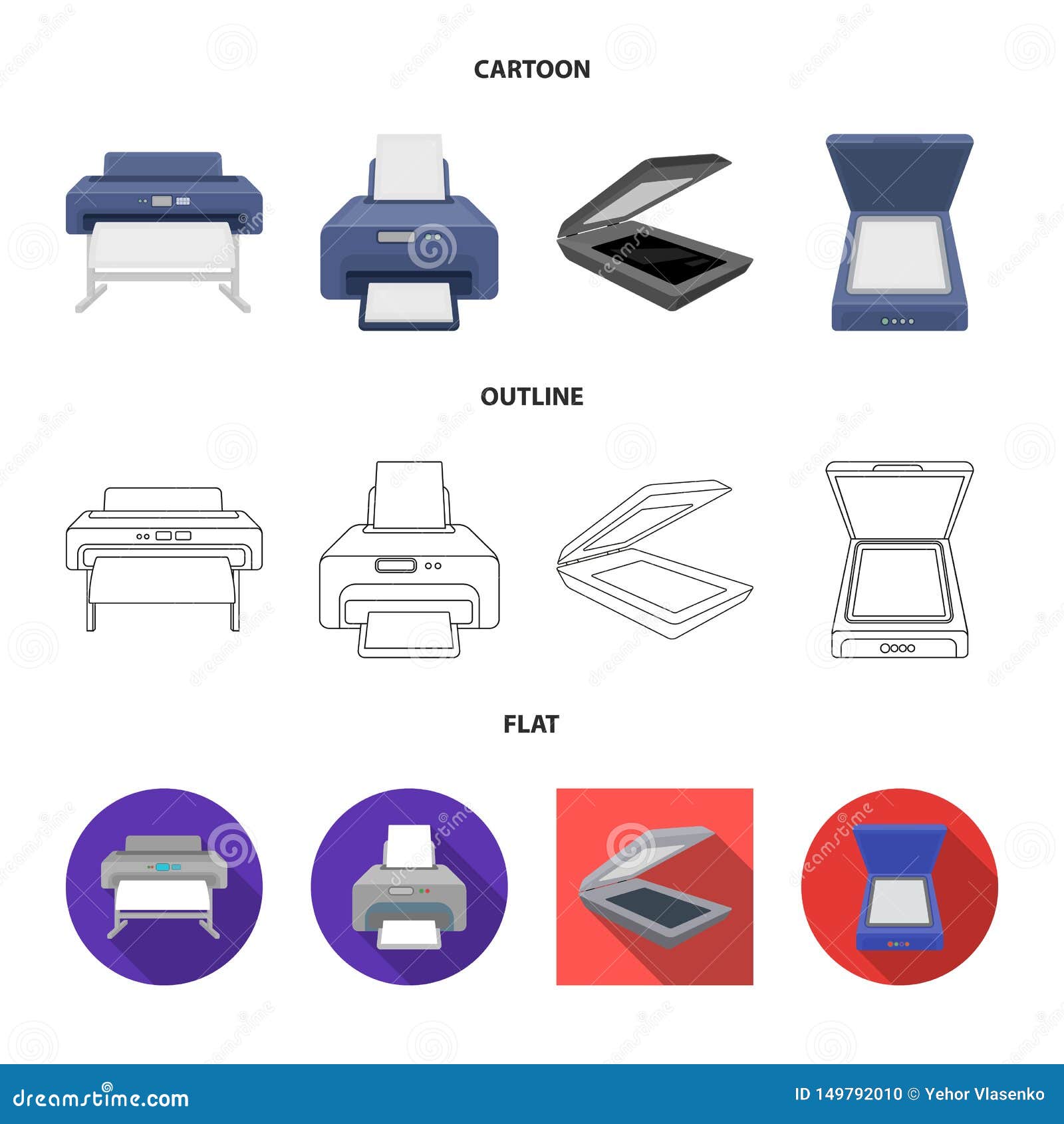 Vector Design of Printer and Plotter Icon. Collection of Printer and ...