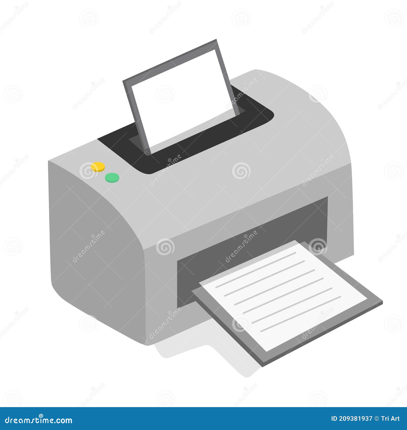 Vector Illustration of a Printer Printing on Paper Stock Vector ...