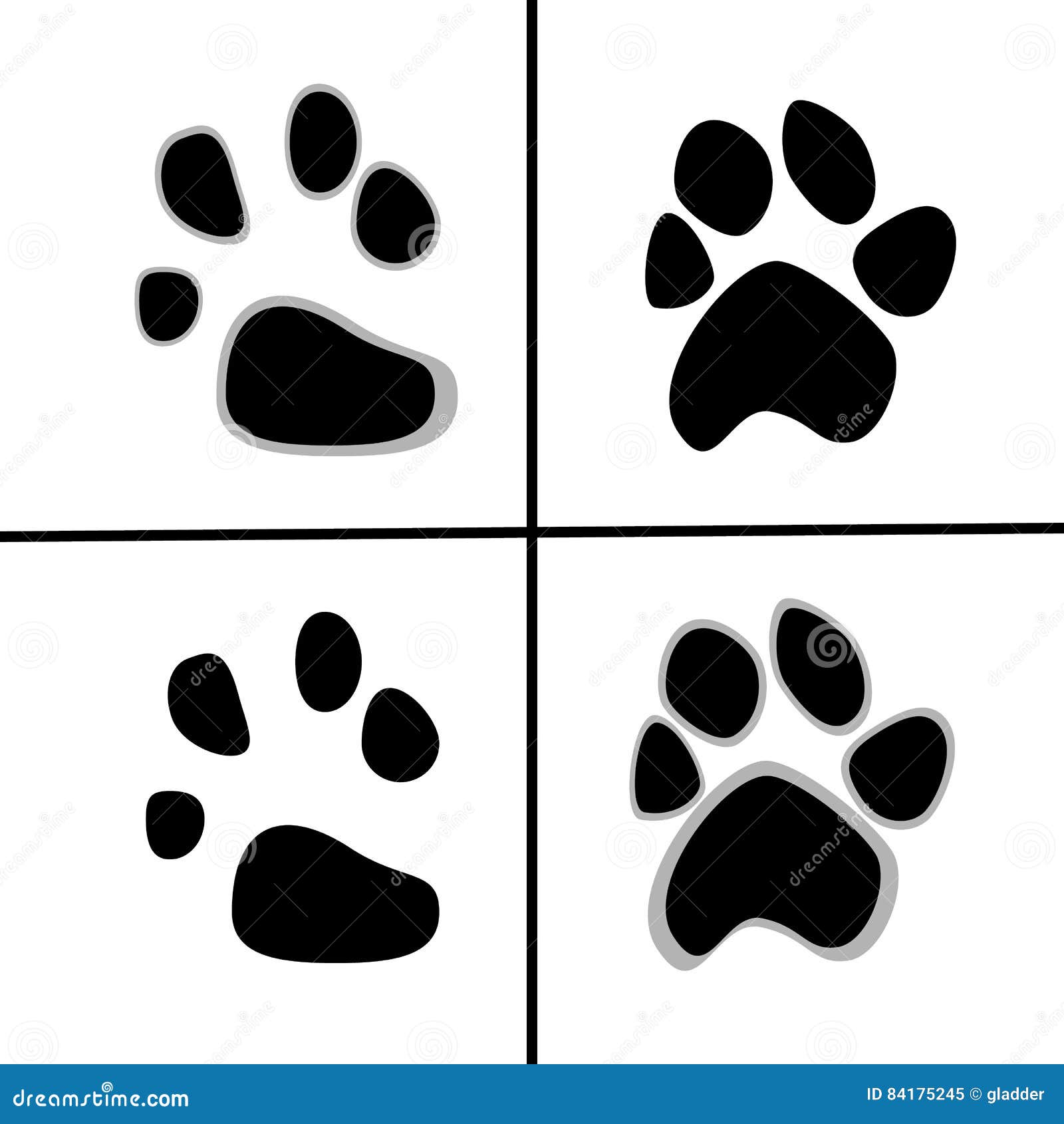 Vector Illustration of Prints of Animal Paws, Flat Style Stock ...