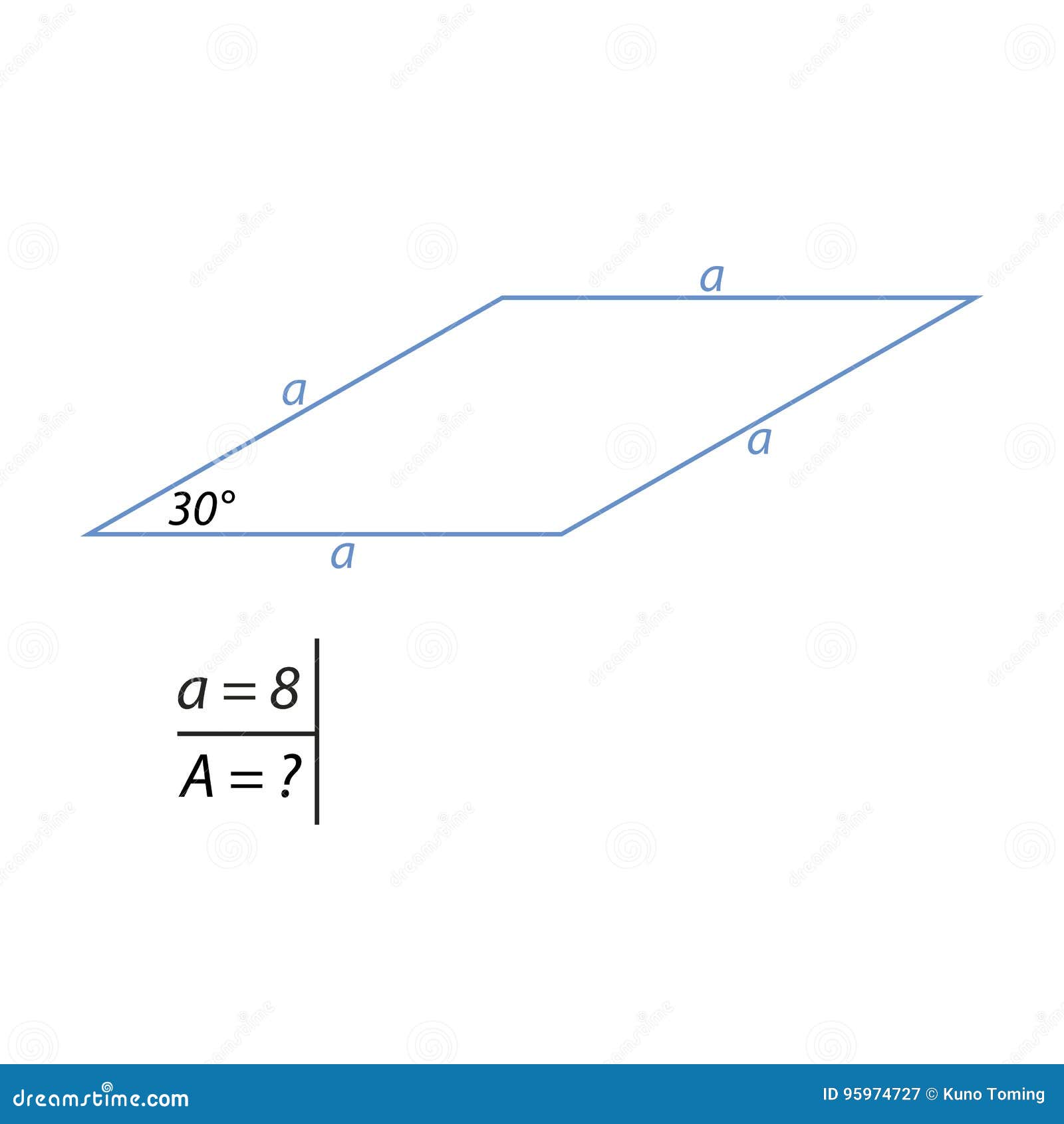 Vector Illustration of the Problem of Finding the Area of a Rhombus-01 ...