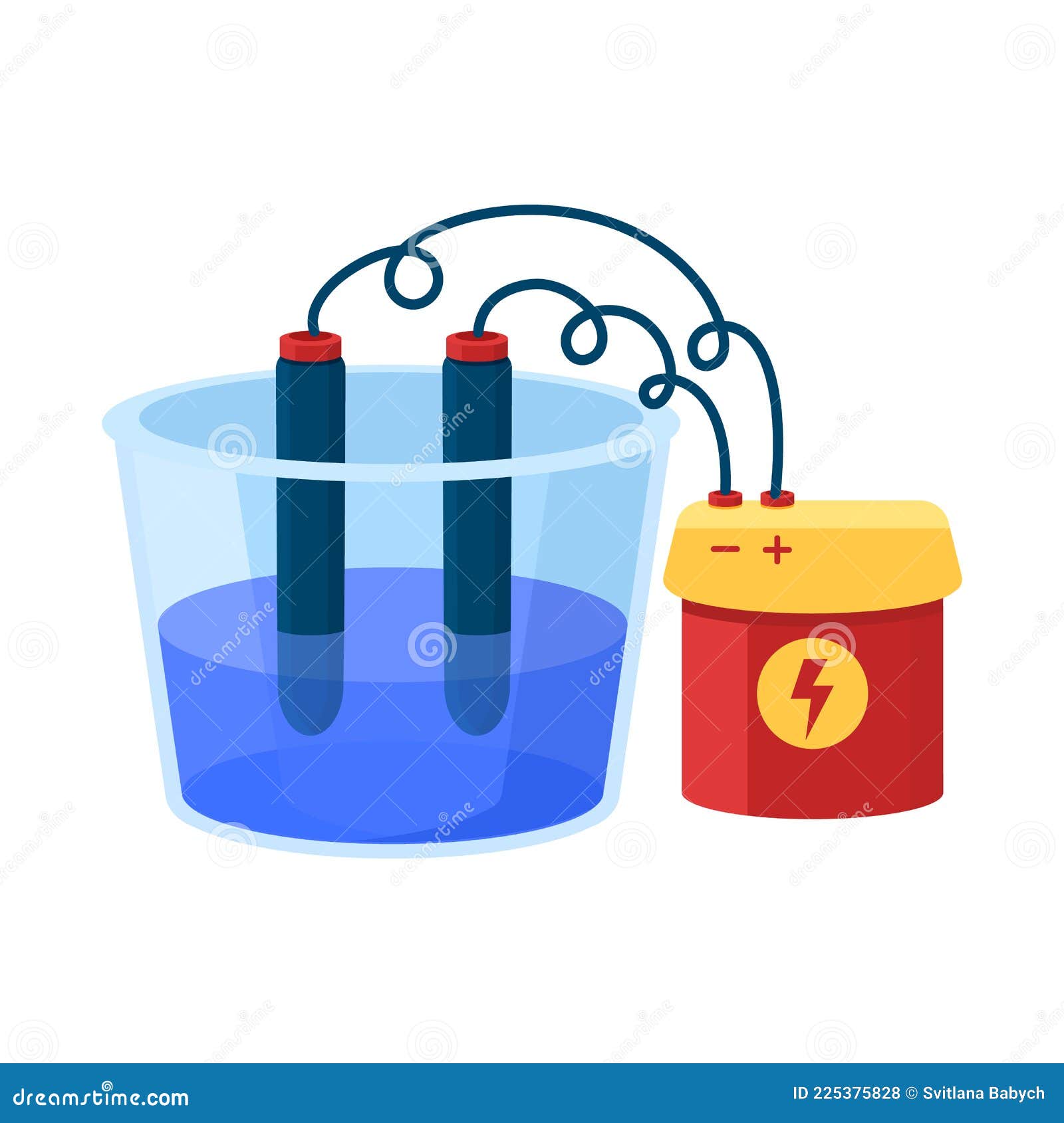 Electrolysis Process. Galvanic Cell Element Cartoon Vector ...