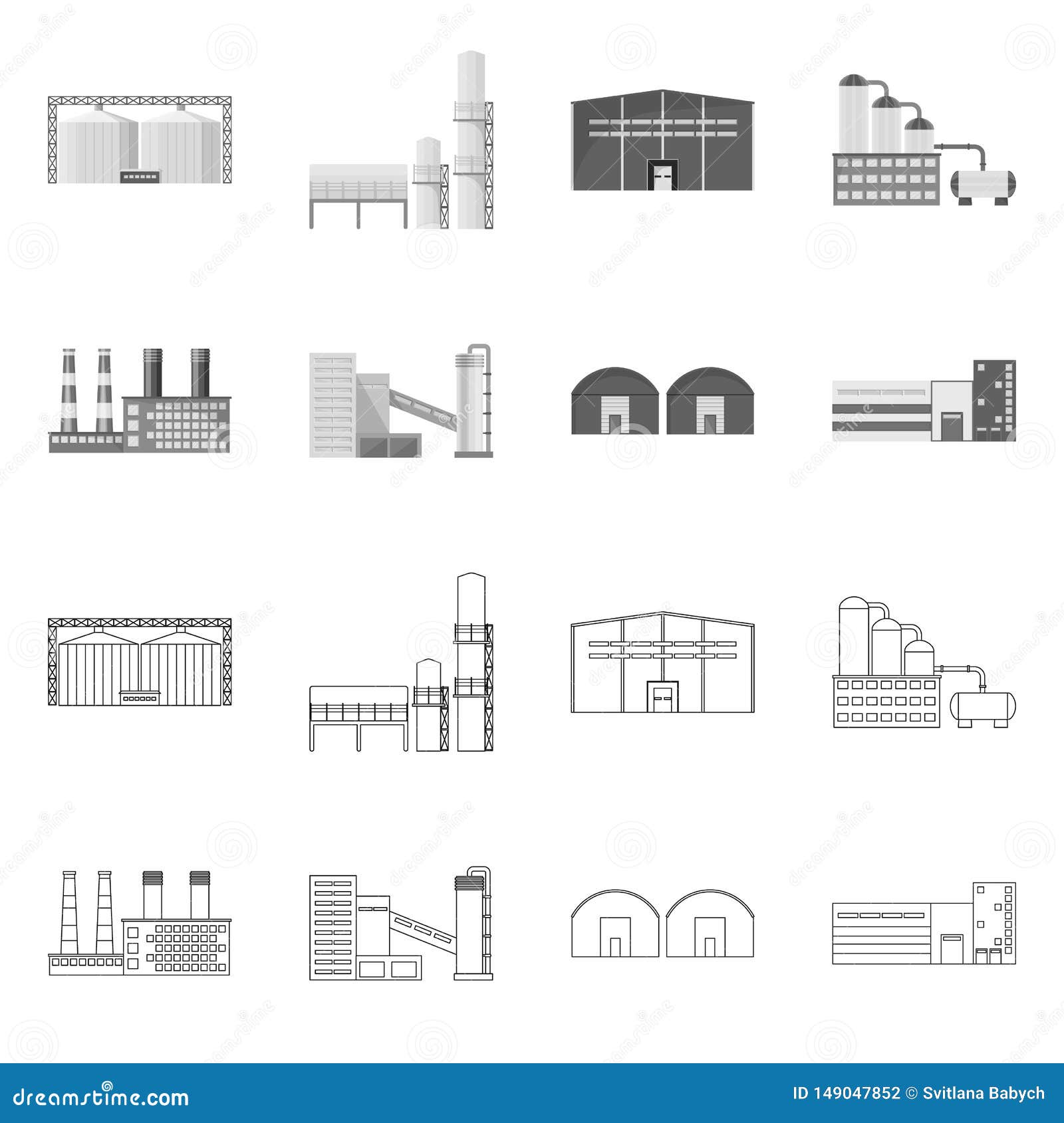 Vector Design of Production and Structure Symbol. Set of Production and ...