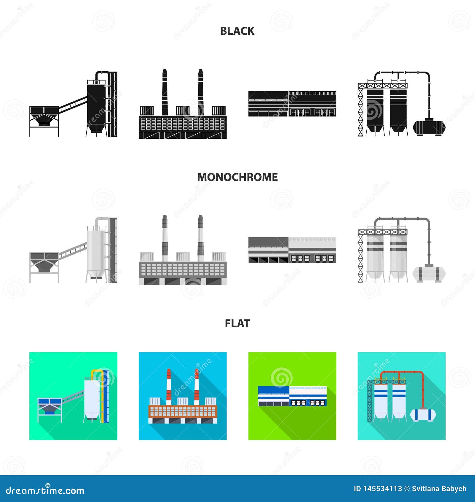 Vector Design of Production and Structure Symbol. Set of Production and ...