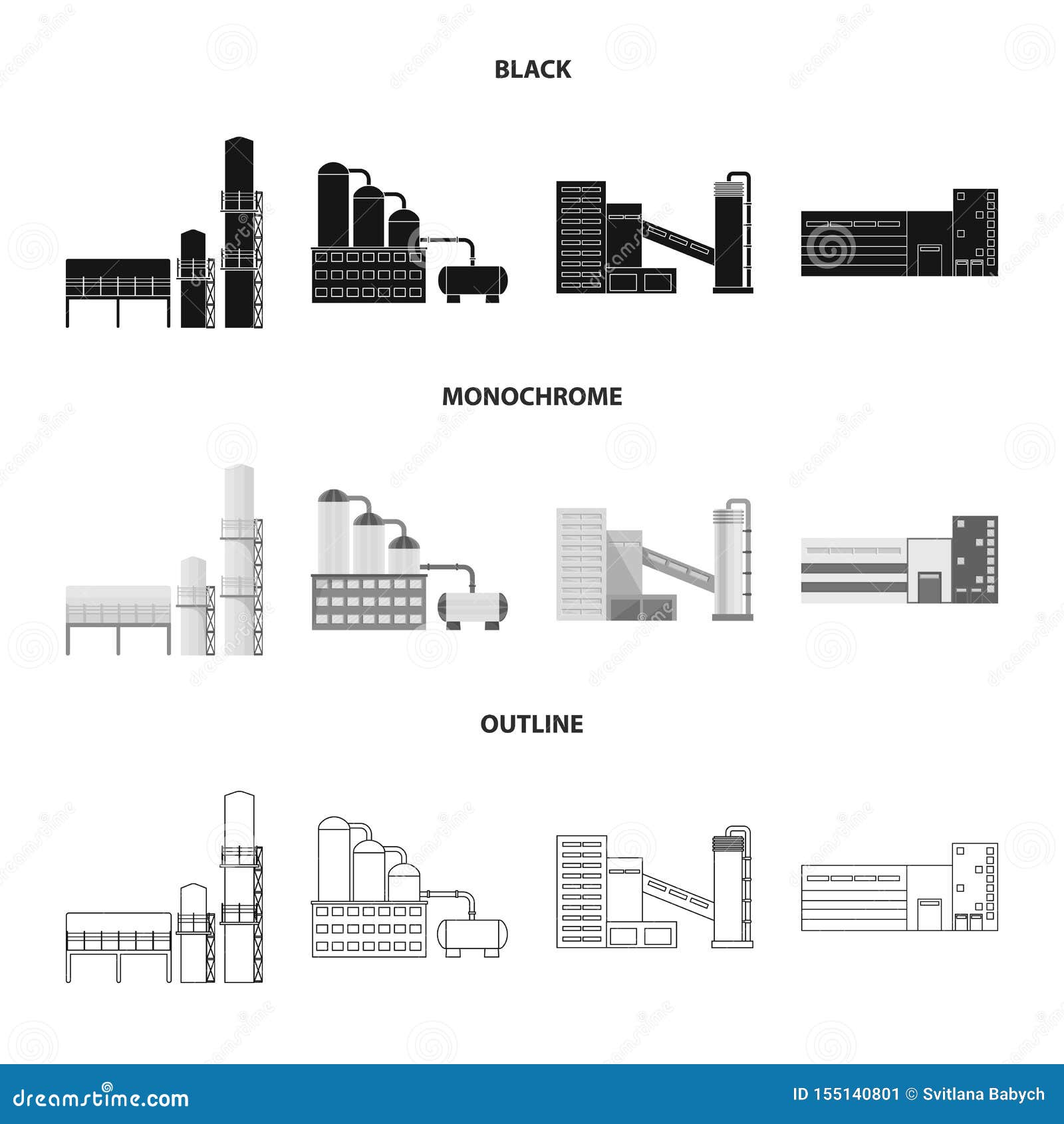 Vector Illustration of Production and Structure Symbol. Collection of ...