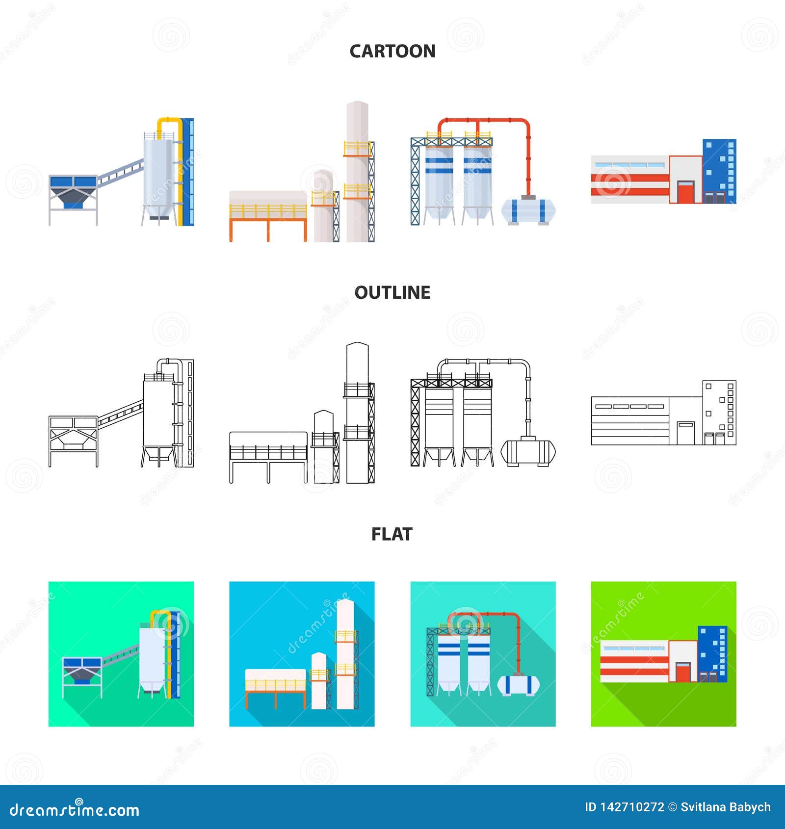 Vector Illustration of Production and Structure Symbol. Collection of ...