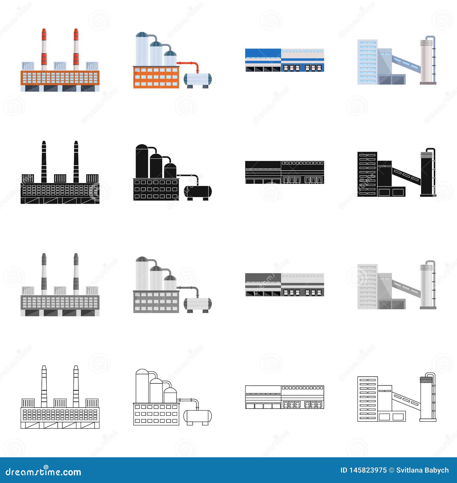 Vector Illustration of Production and Structure Symbol. Collection of ...