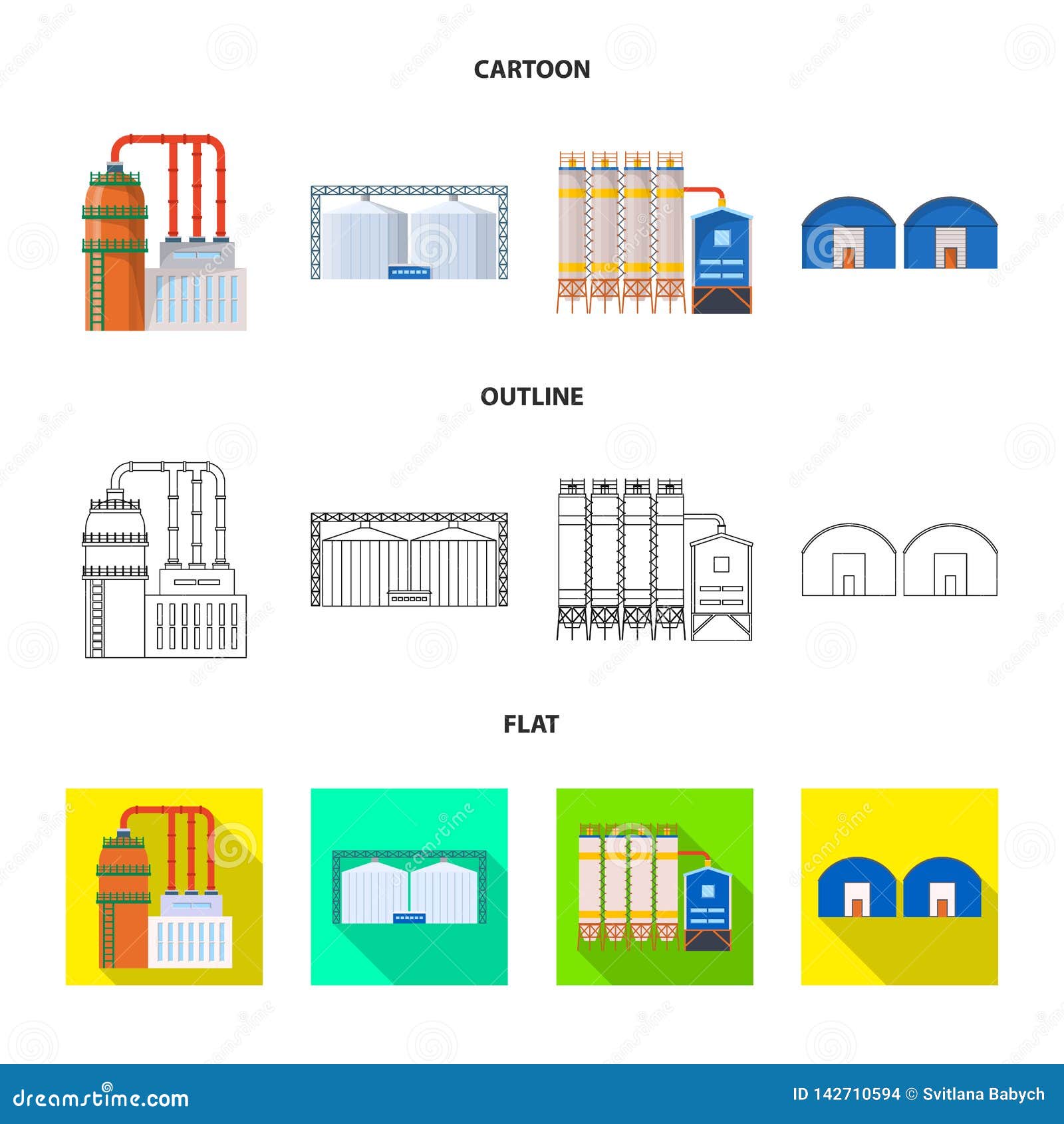 Vector Illustration of Production and Structure Symbol. Set of ...