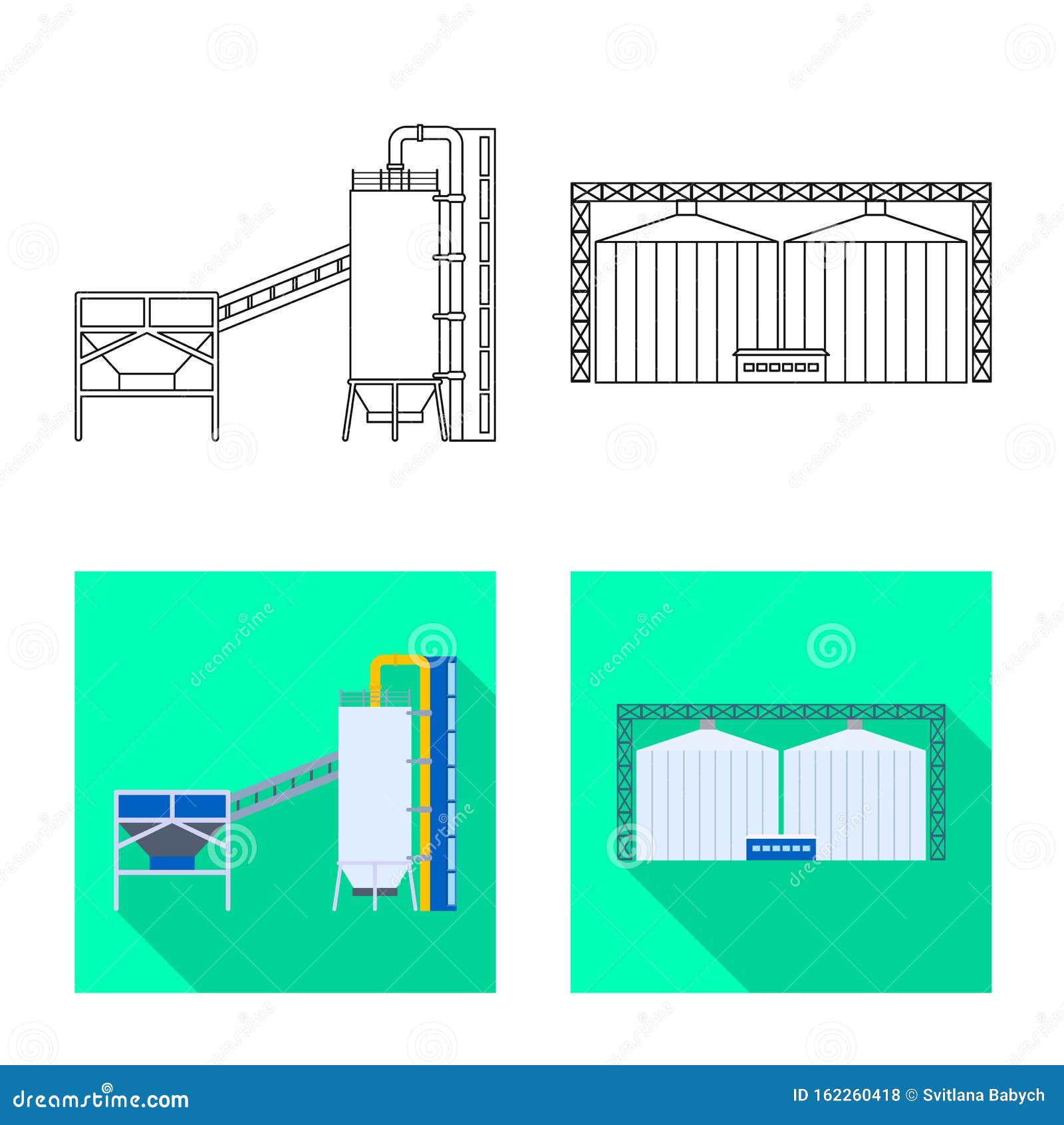 Vector Illustration of Production and Structure Symbol. Set of ...