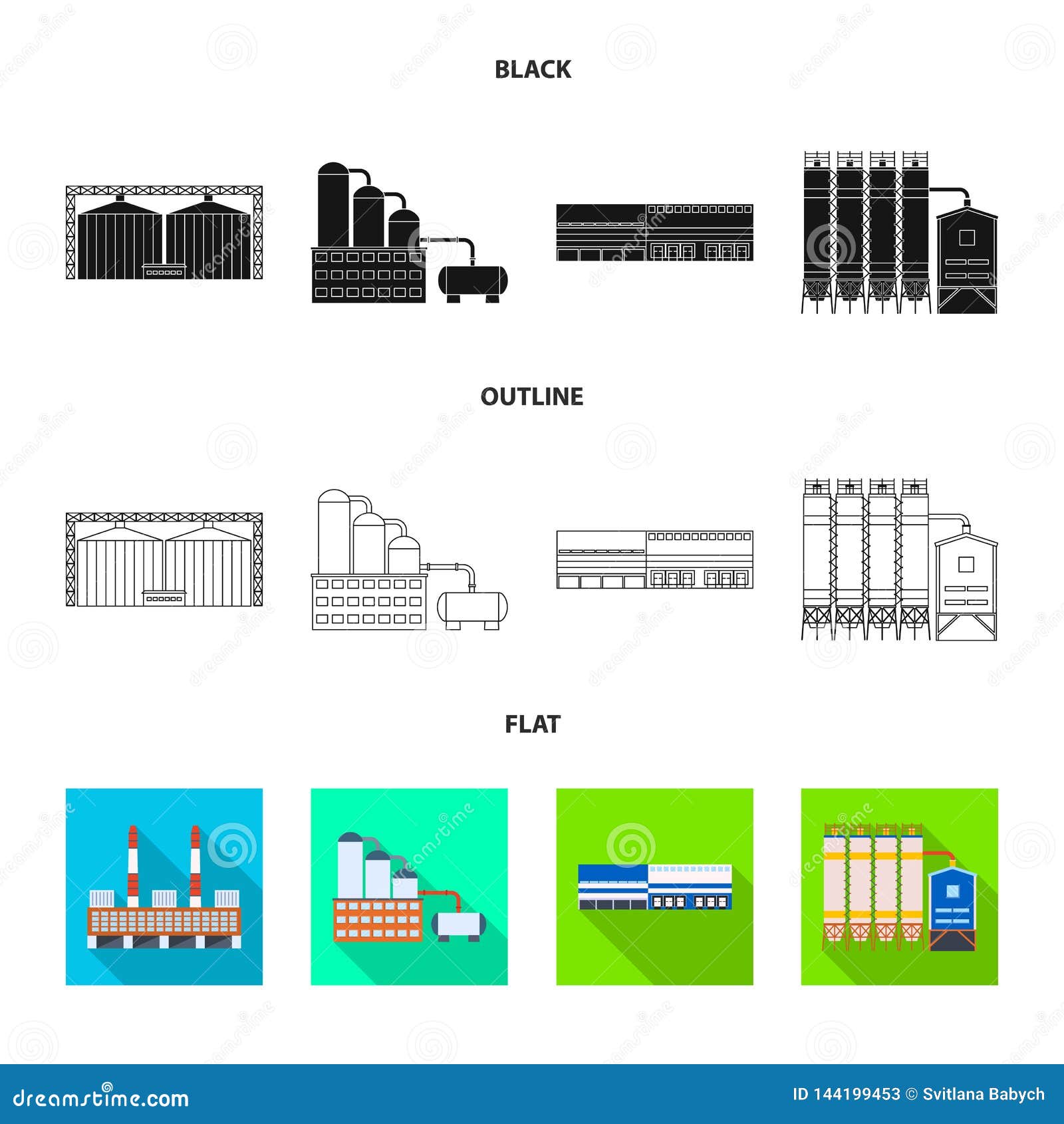 Vector Illustration of Production and Structure Symbol. Set of ...