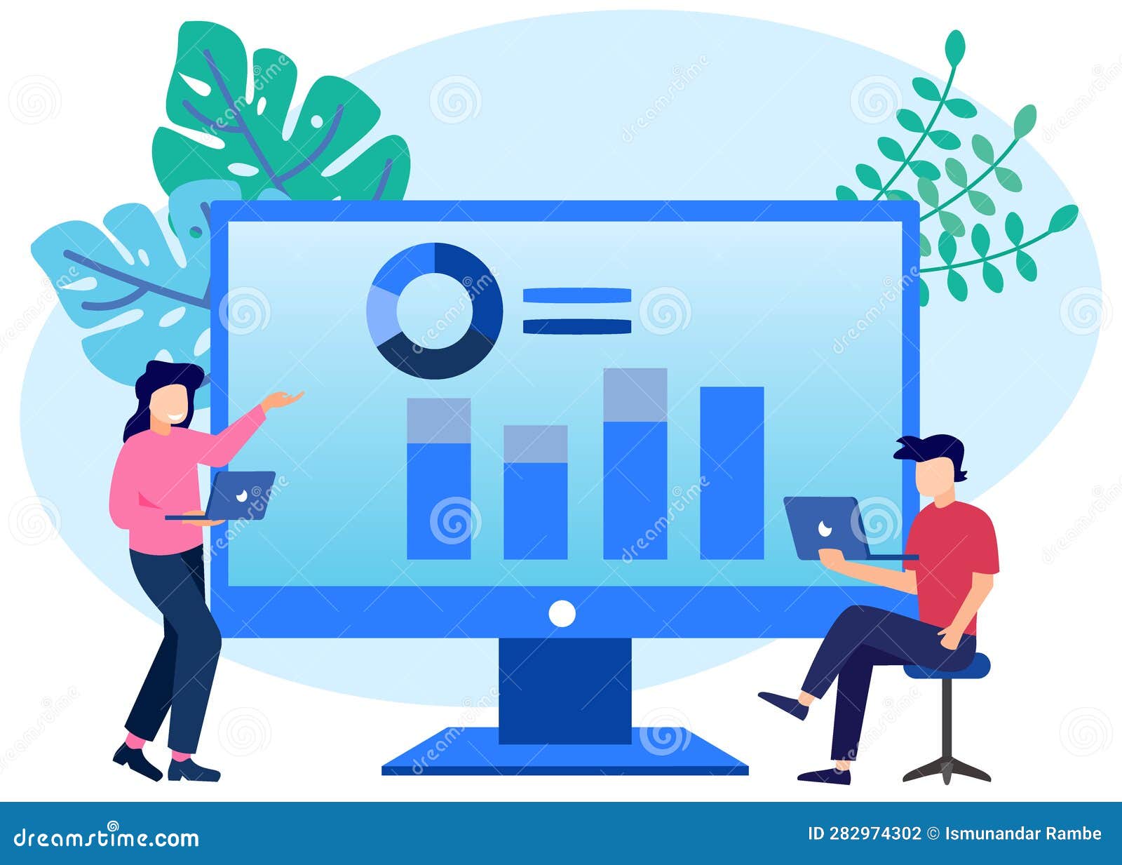 Illustration Vector Graphic Cartoon Character of Productivity Analysis ...