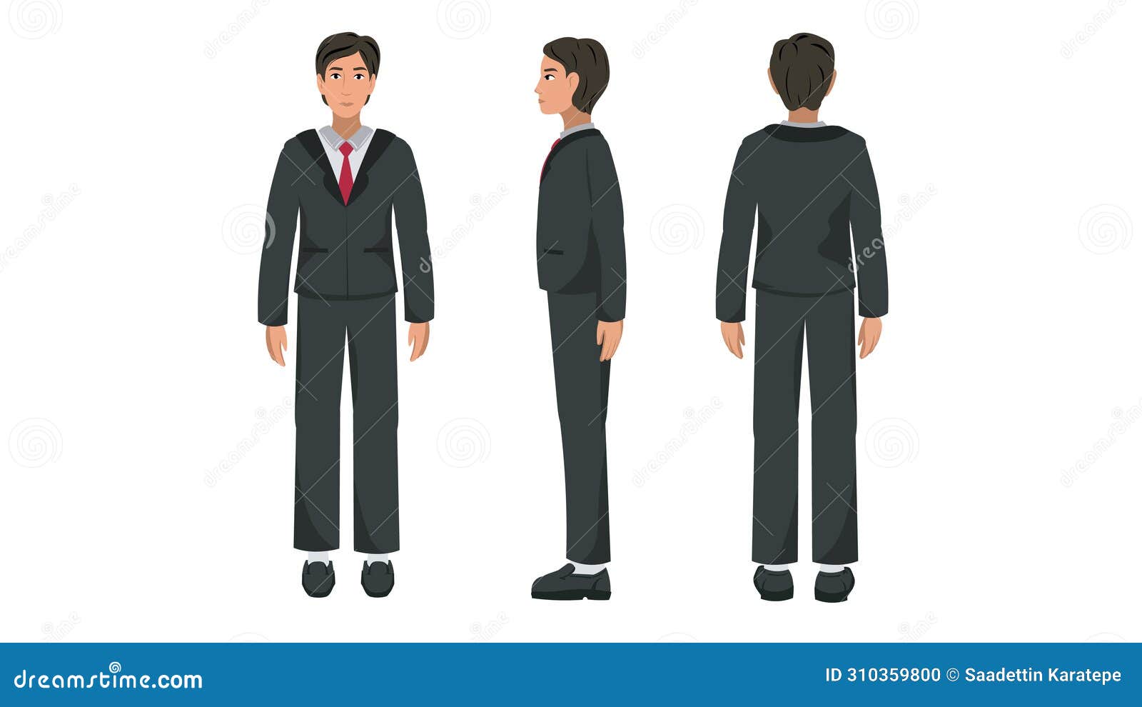 Vector Illustration of a Professional Businessman from Three Distinct ...