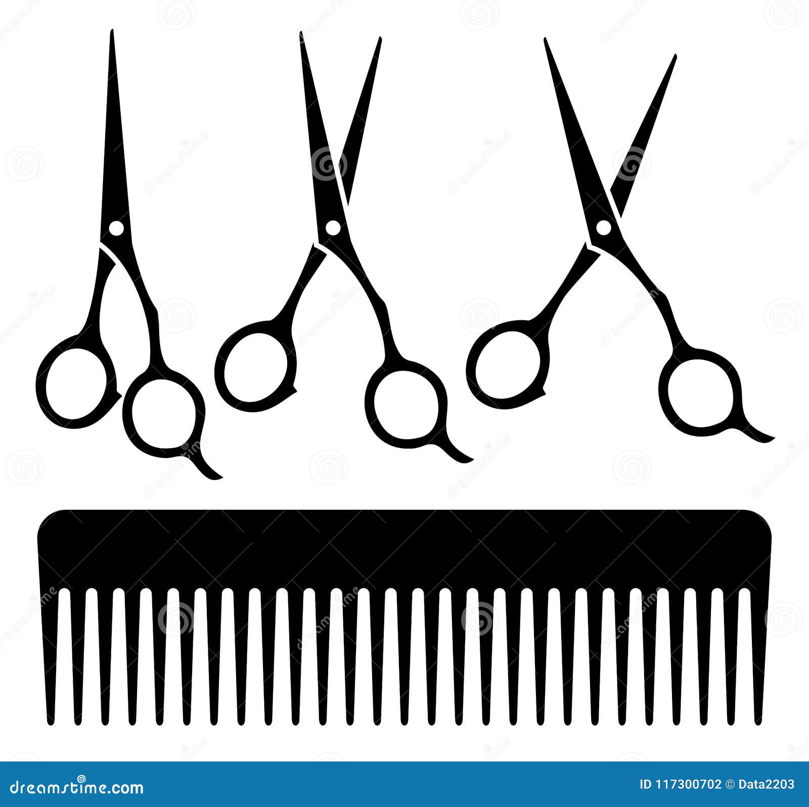 Professional Set Scissors with Comb Stock Vector - Illustration of ...