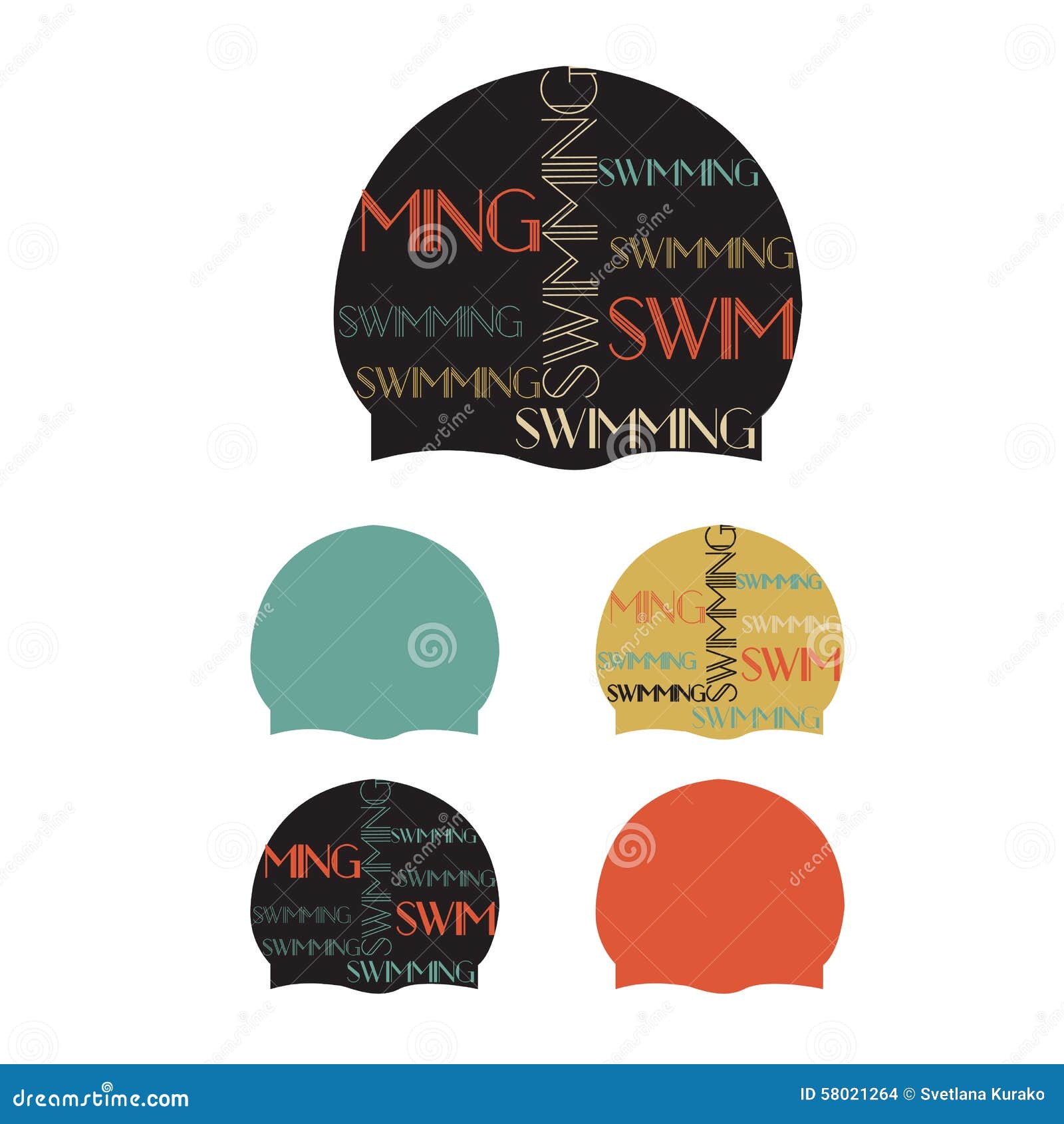 Vector Illustration of Professional Swimming Equipment Set in Fl Stock ...