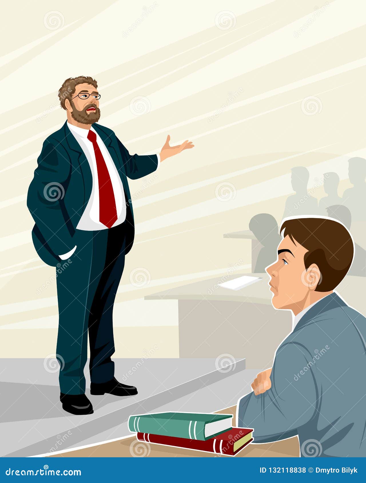 Professor and students stock vector. Illustration of students - 132118838