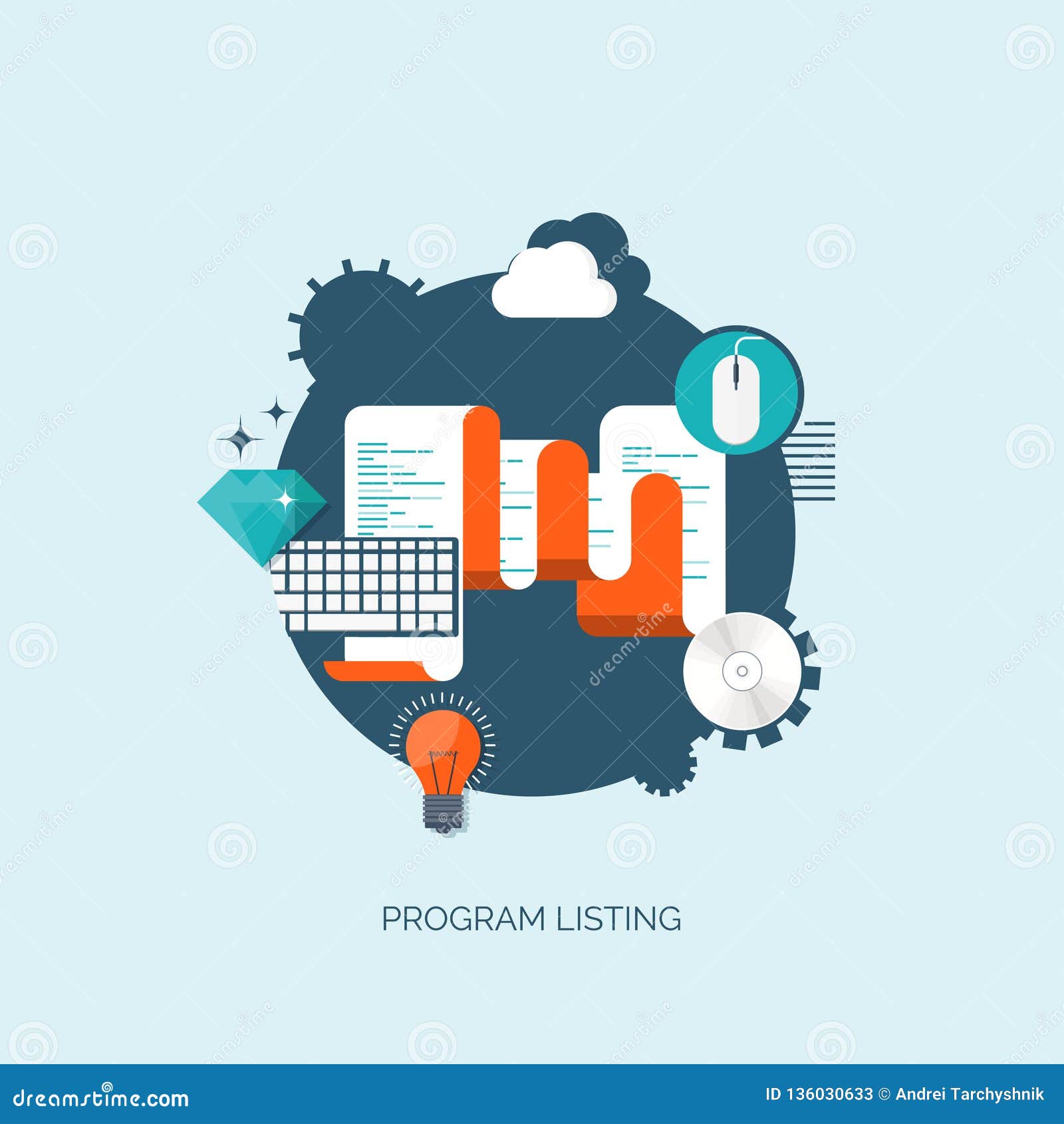 Vector Illustration. Program Listing. Flat Computing Background ...