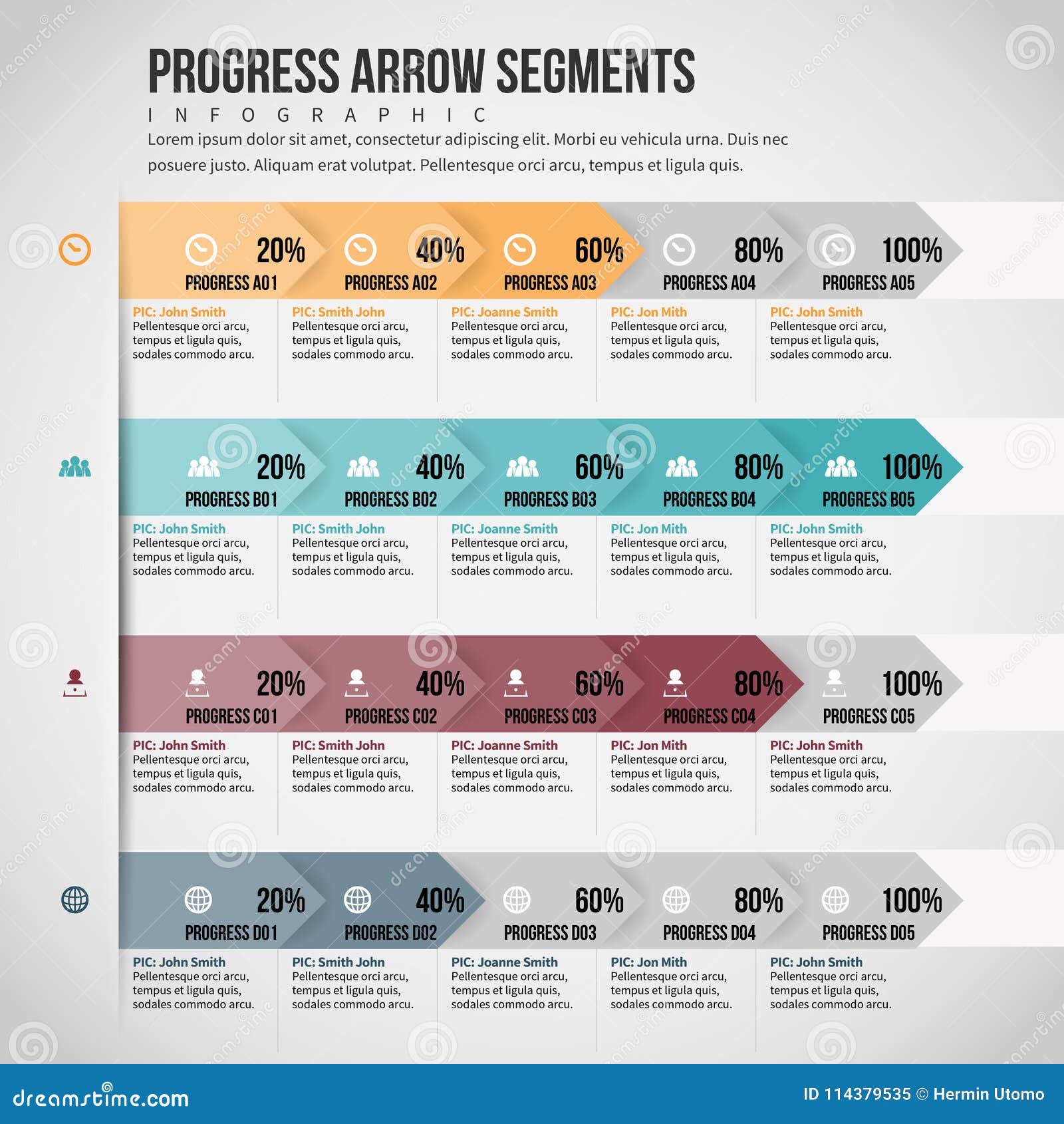 Progress Arrow Segments stock vector. Illustration of infographic ...